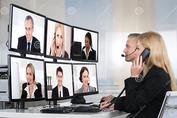 Business People Having Conference Call Stock Photo - Image of classroom ...