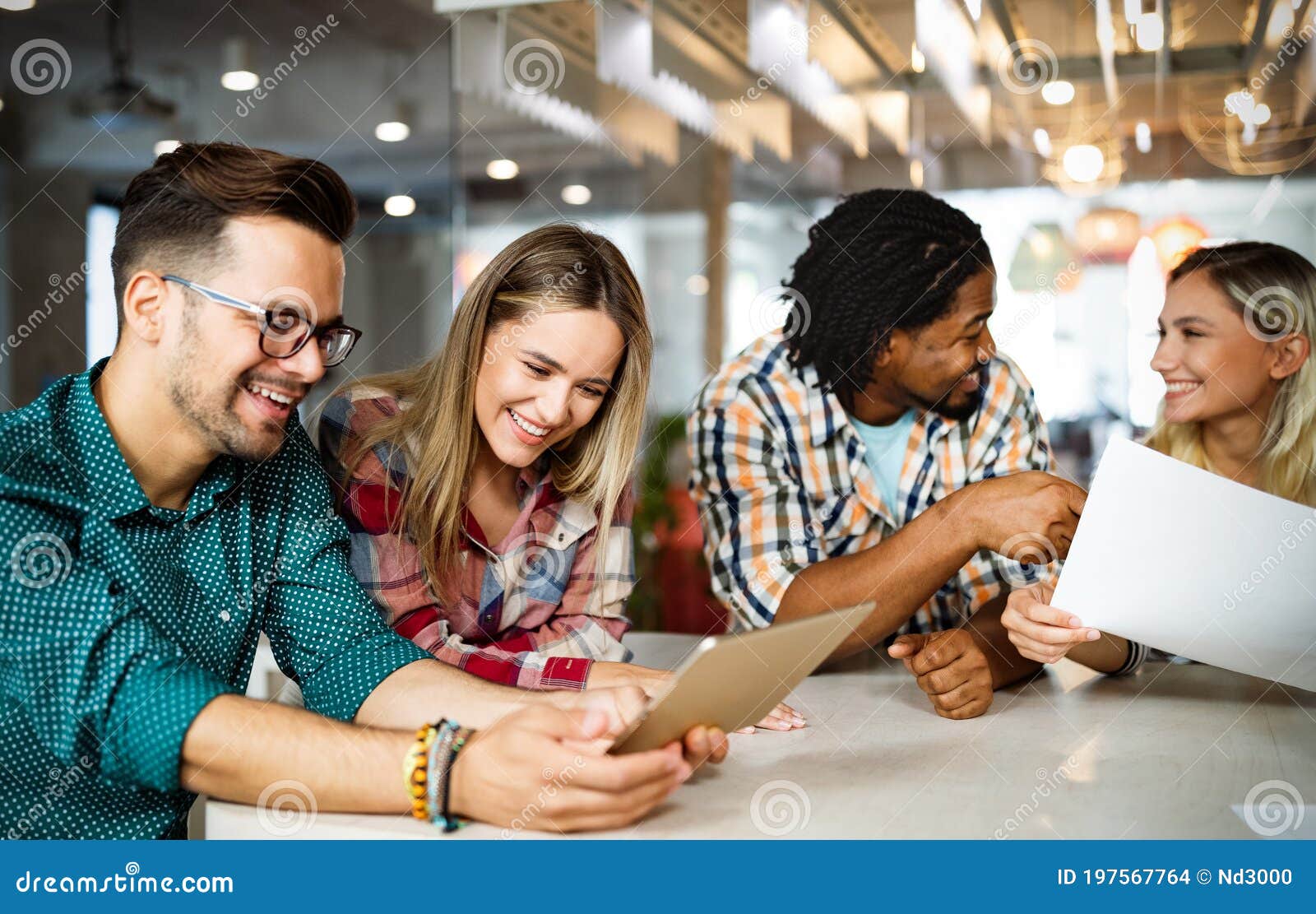 Business People Having Fun and Chatting at Workplace Office Stock Photo ...