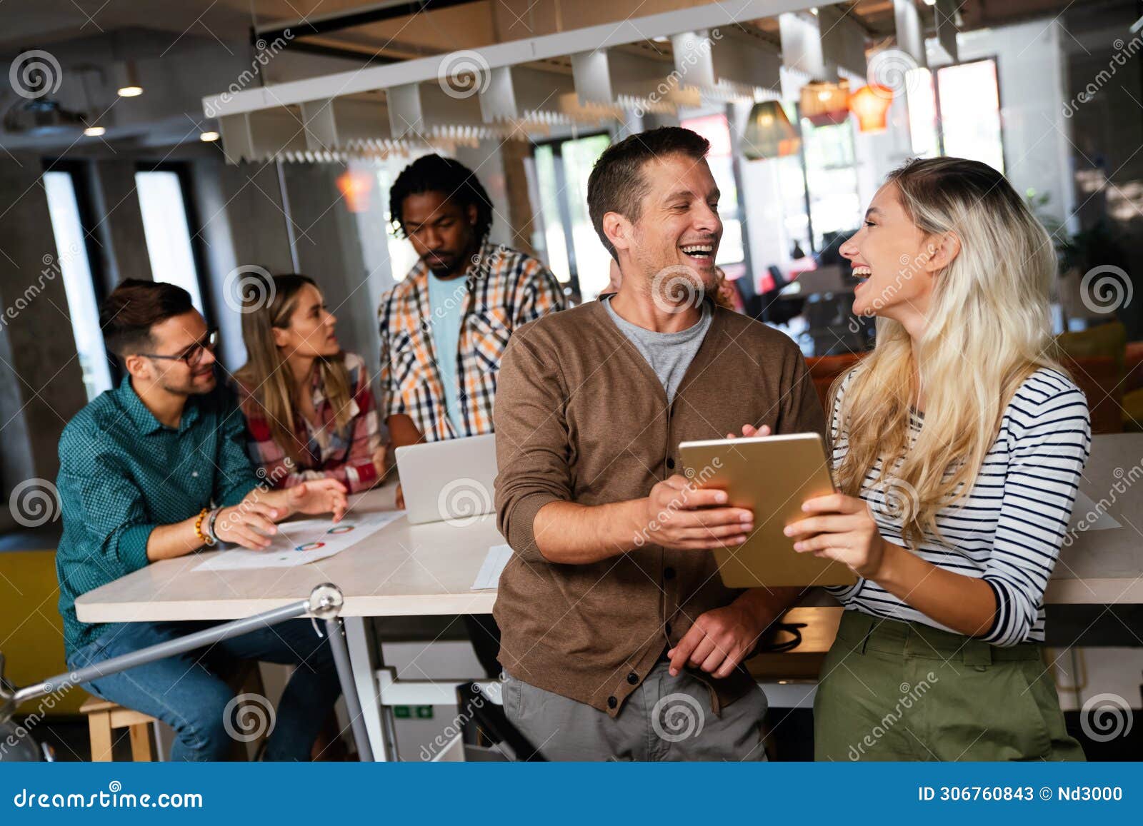 Business People Having Fun, Teamwork and Chatting at Workplace Office ...