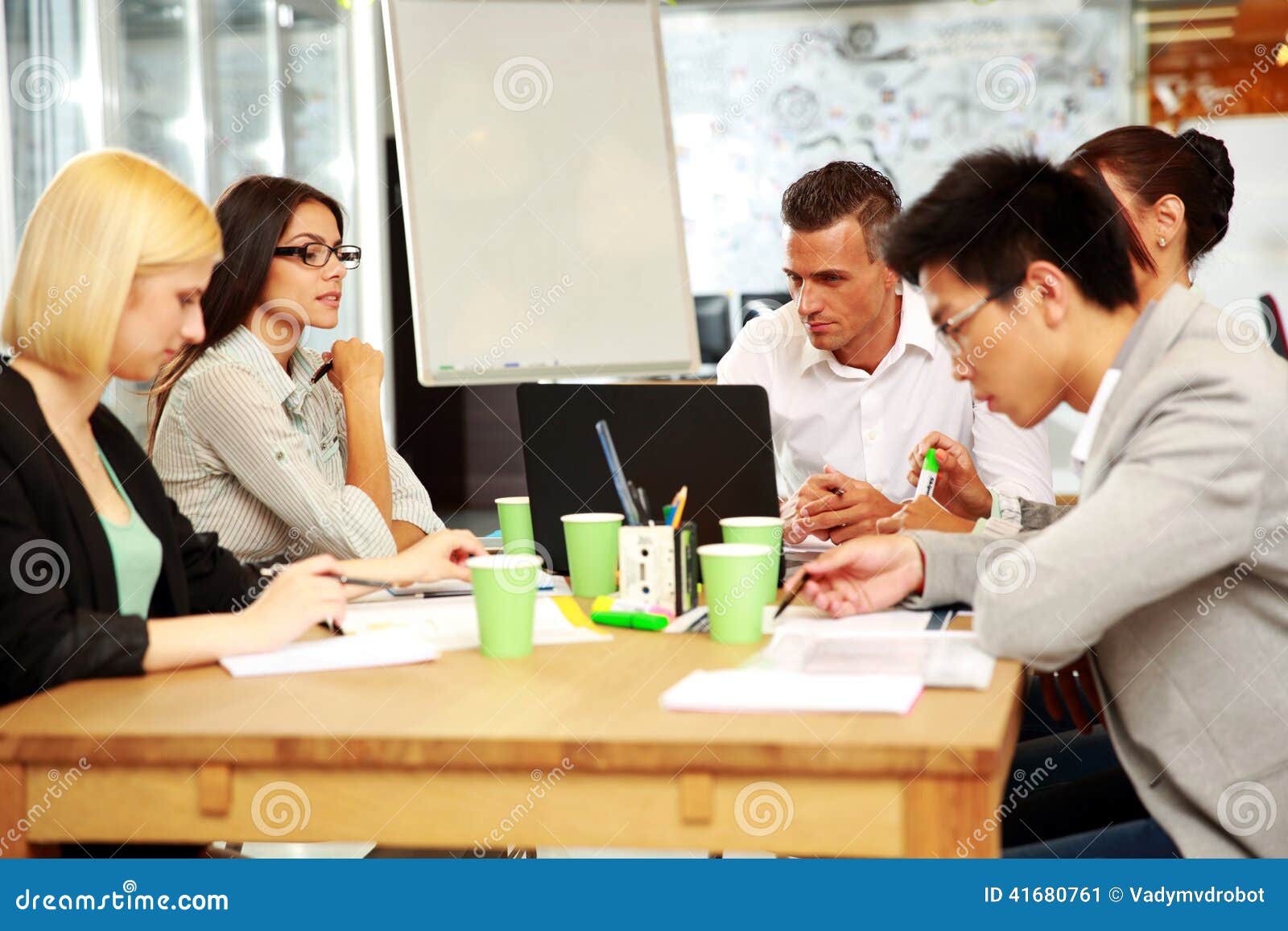 Business People Having Meeting Around Table Stock Image - Image of ...