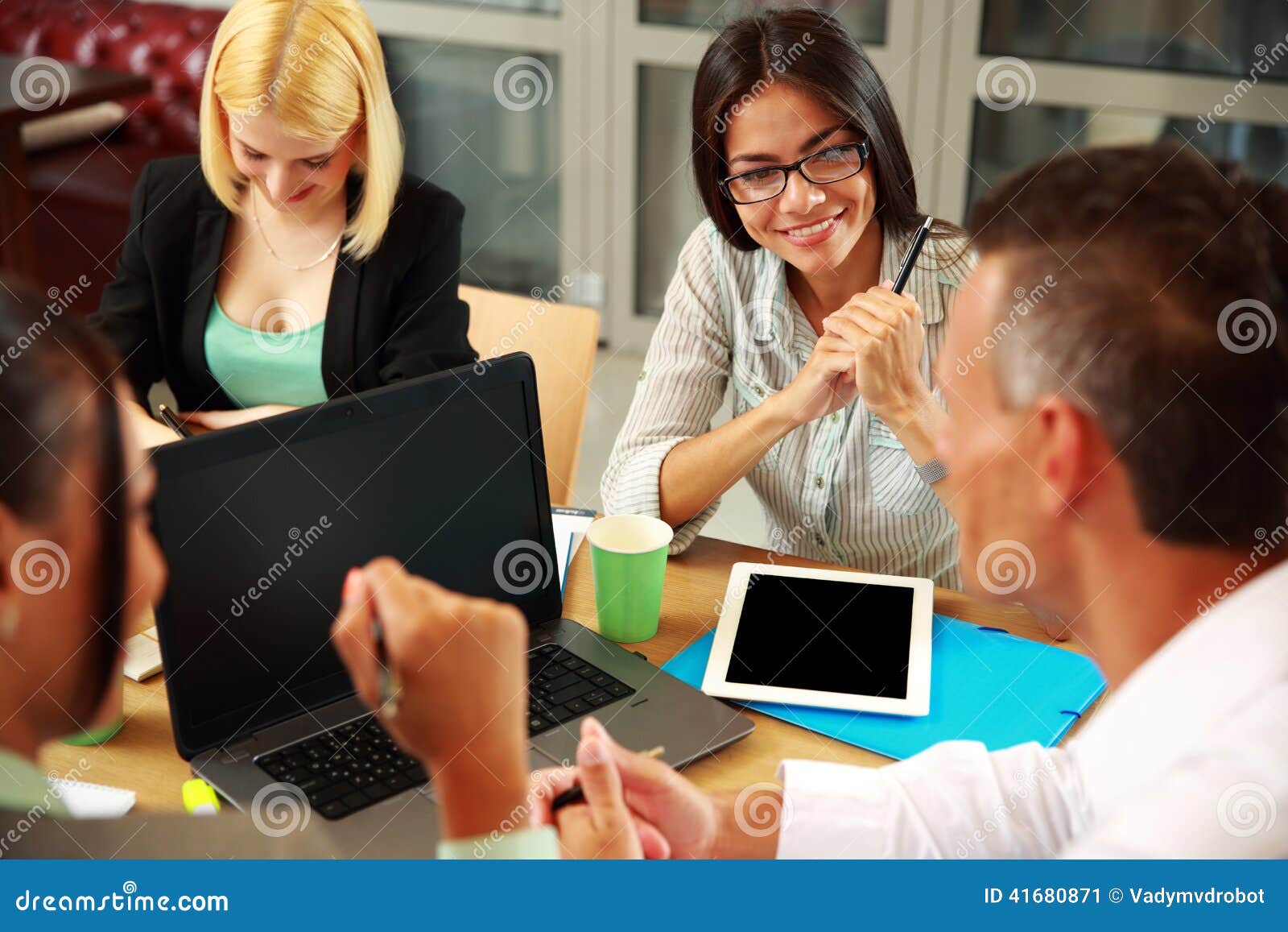 Business People Having Meeting Around Table Stock Image - Image of ...