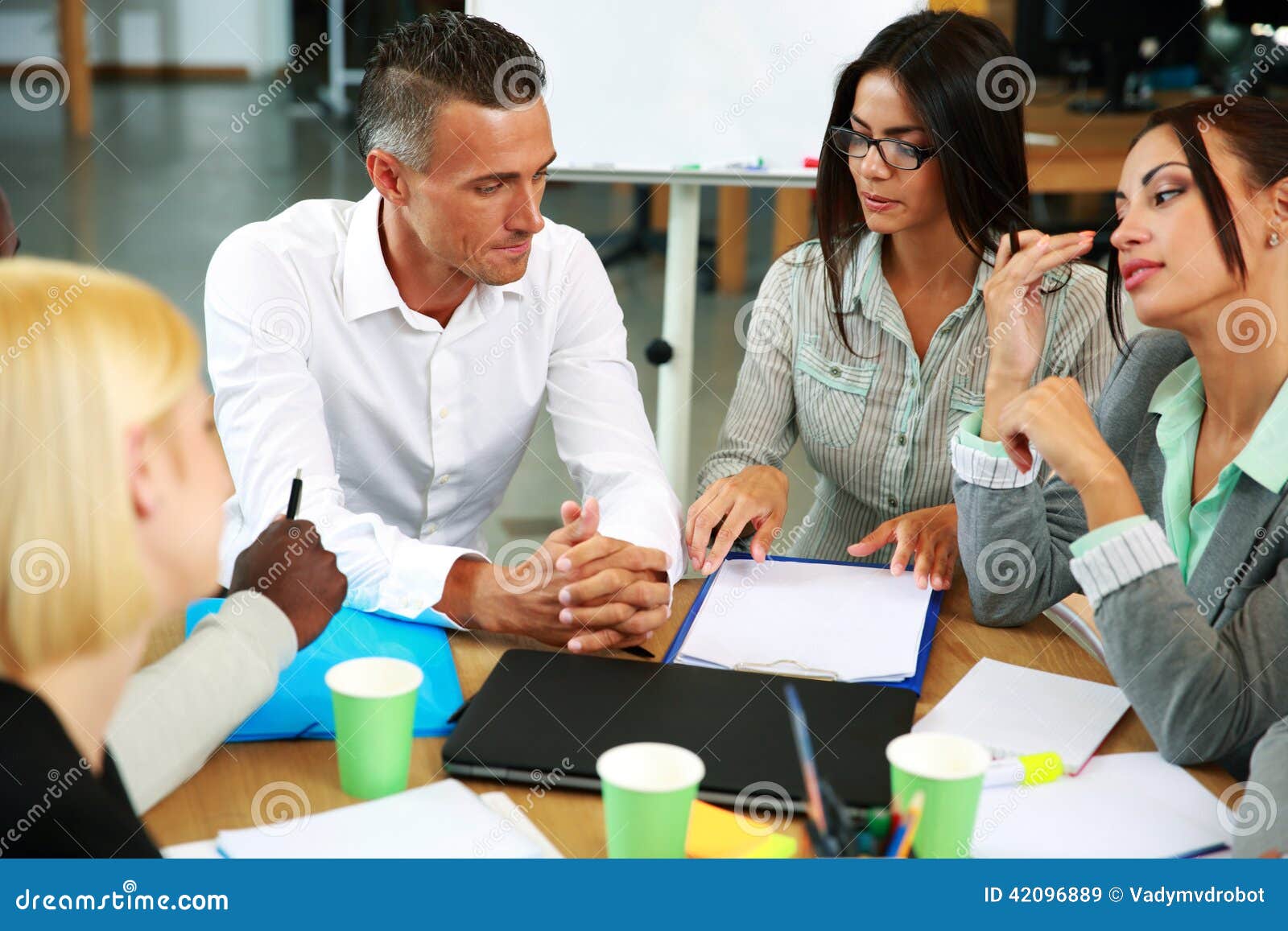 Business People Having Meeting Around Table Stock Image - Image of ...