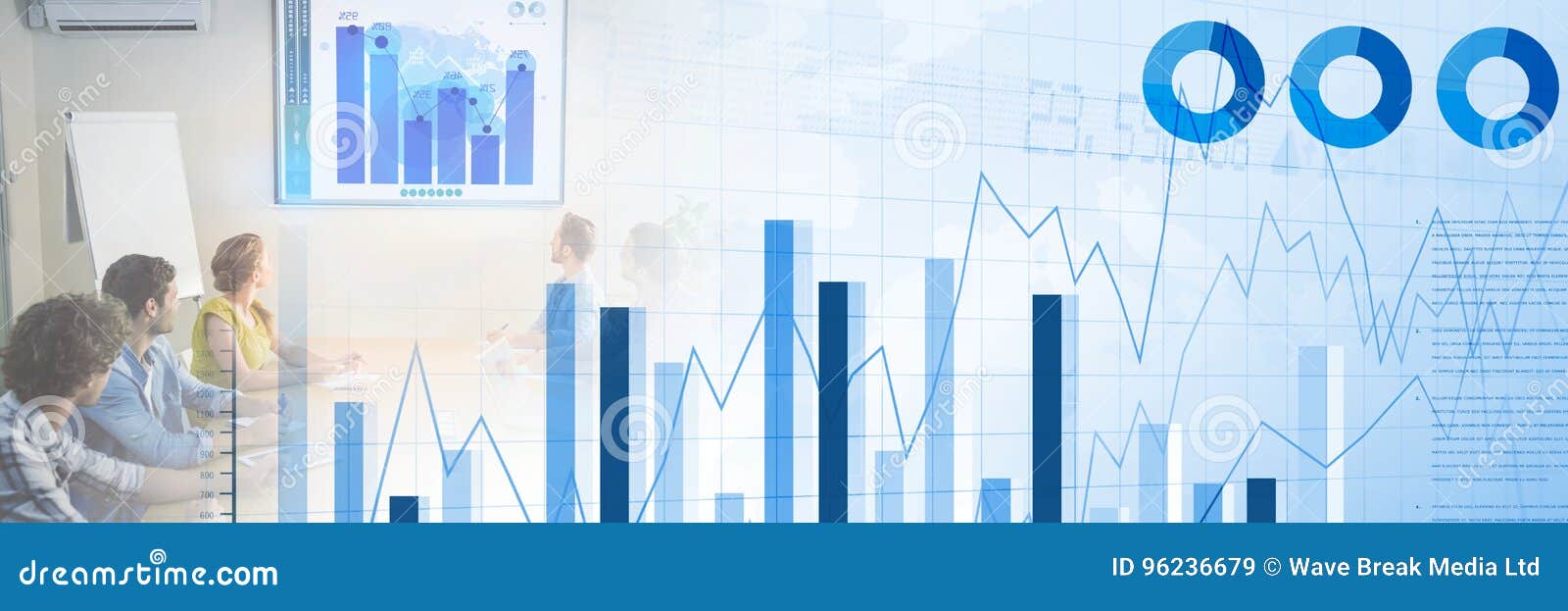 Business People Having a Meeting with Bar Charts and Statistics ...