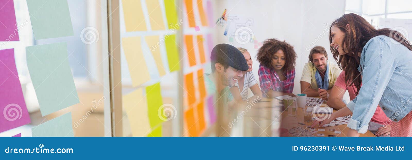 Business People Having a Meeting with Colorful Sticky Notes Transition ...