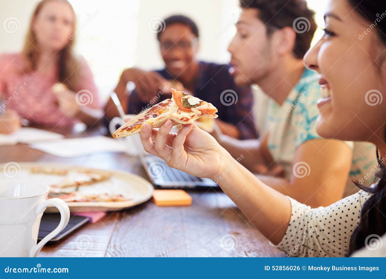 Business People Having Meeting and Eating Pizza Stock Photo - Image of ...