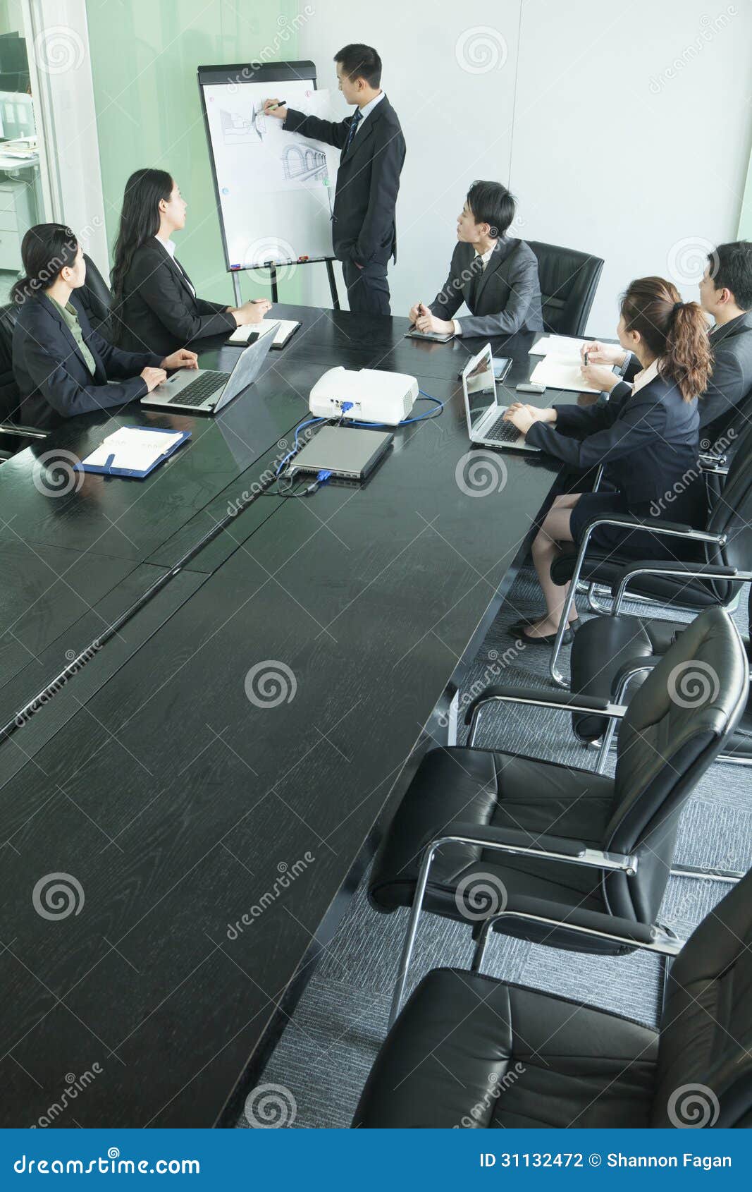 Business People Having Meeting, High Angle View Stock Photo - Image of ...