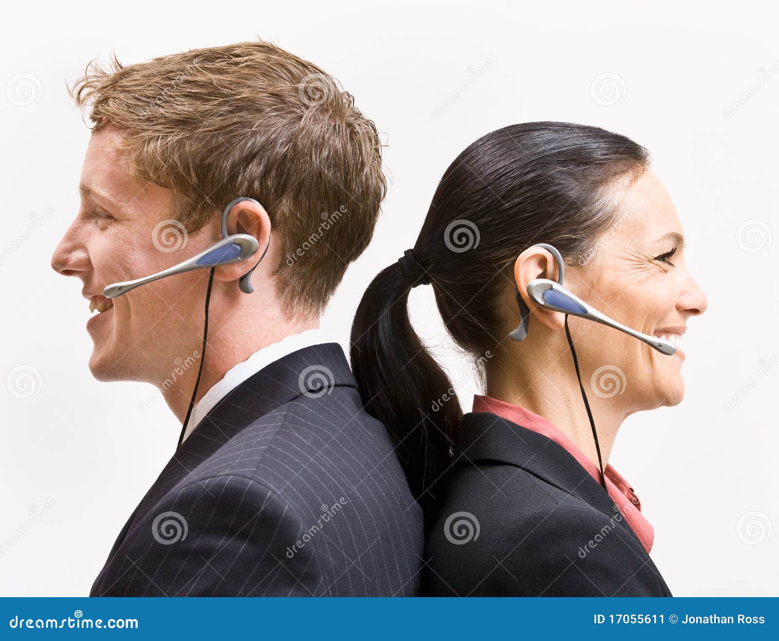 Business People in Headsets Standing Back To Back Stock Image - Image ...