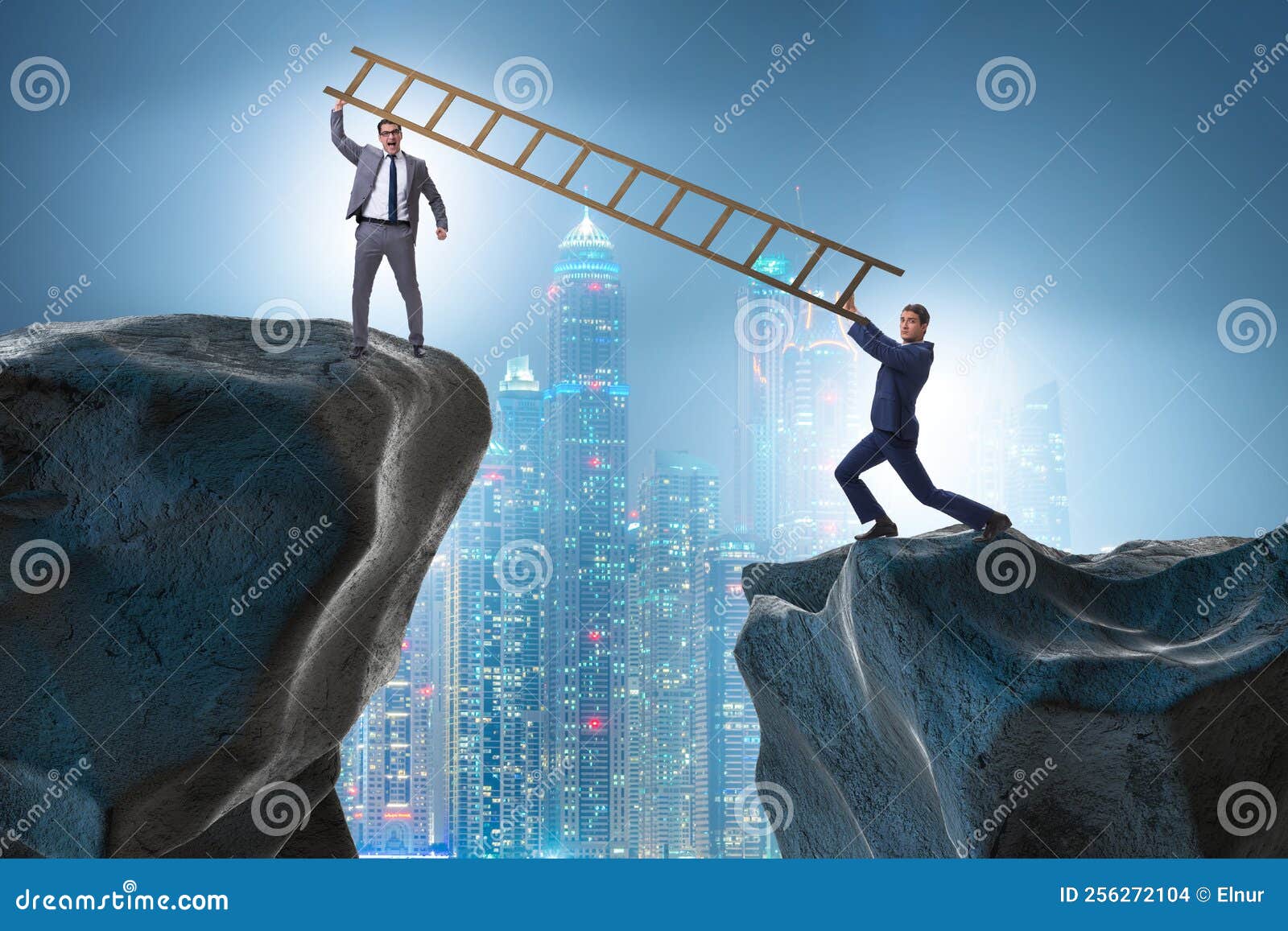 Business People Helping To Go Over Chasm Stock Photo - Image of ...