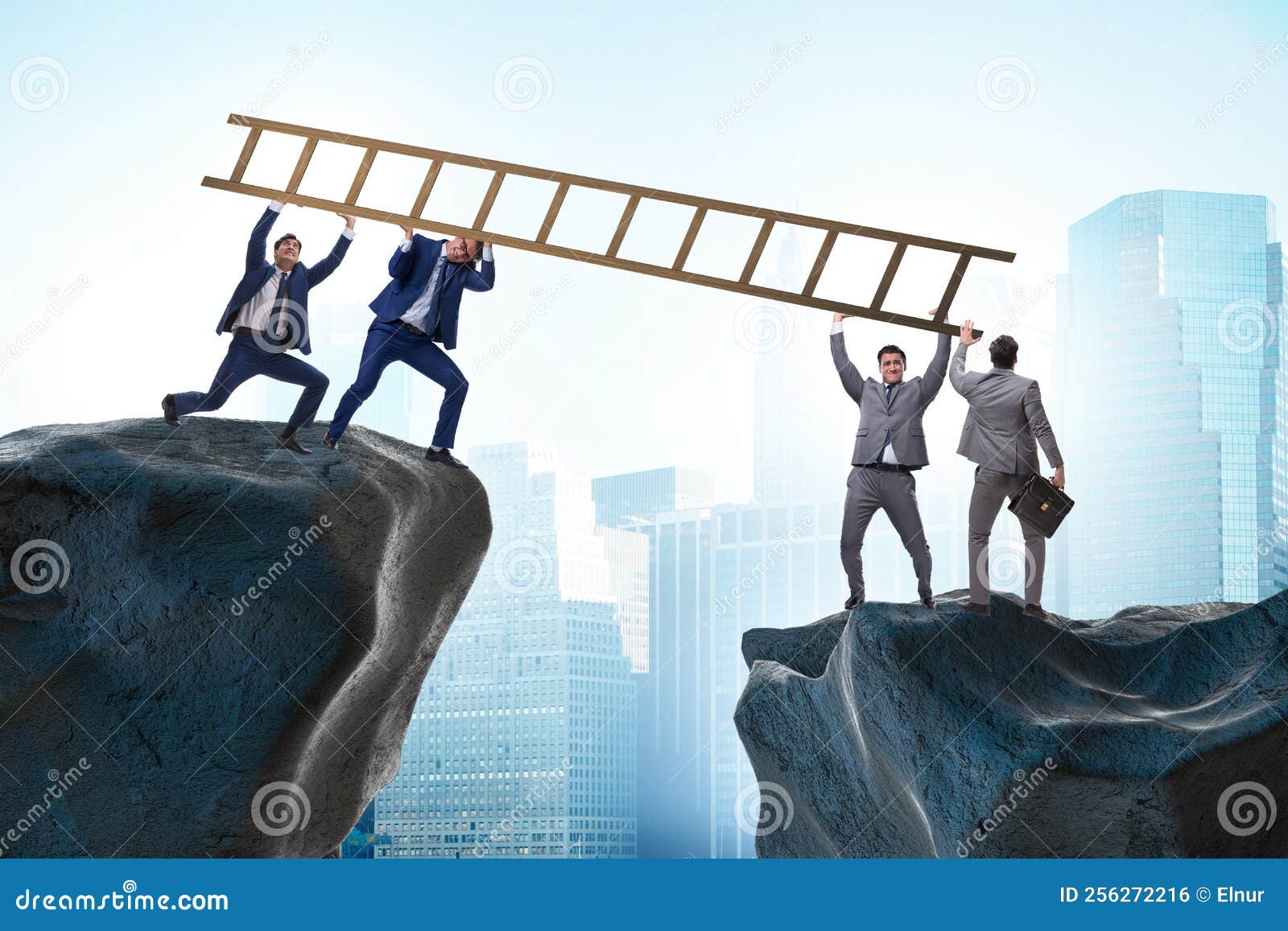 Business People Helping To Go Over Chasm Stock Photo - Image of ...