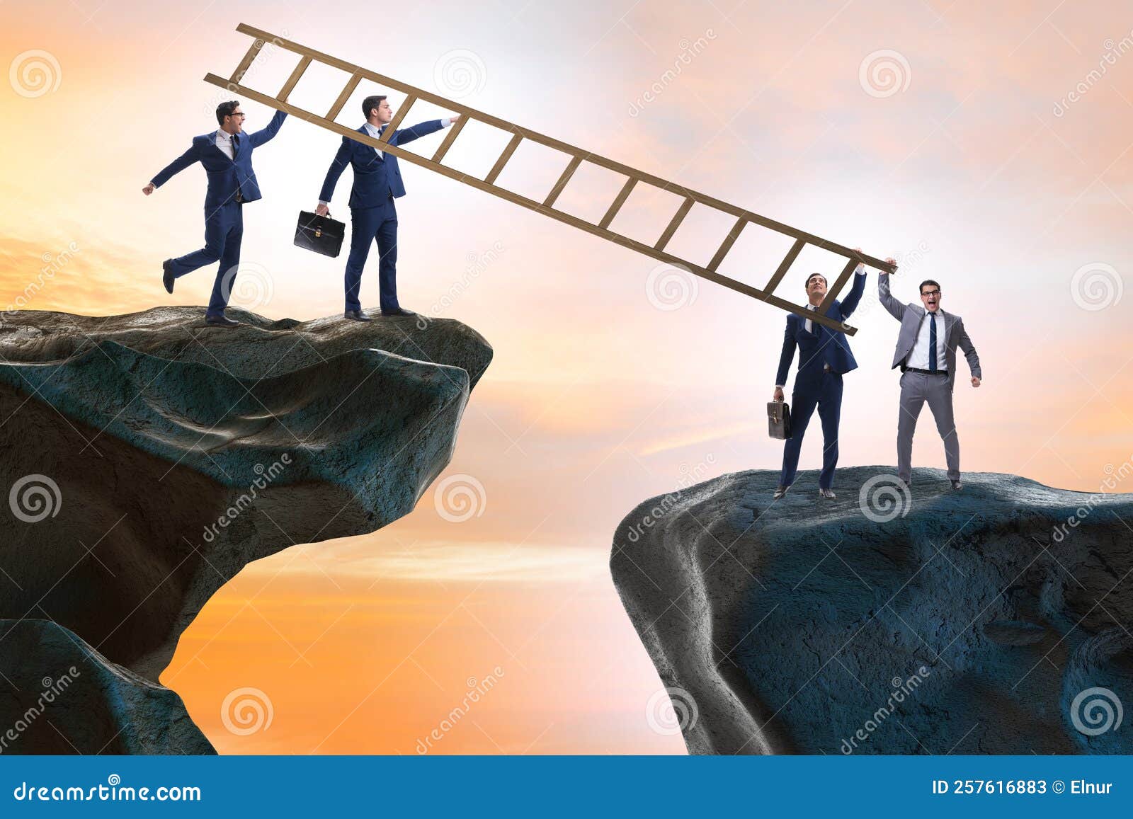 Business People Helping To Go Over Chasm Stock Image - Image of ...