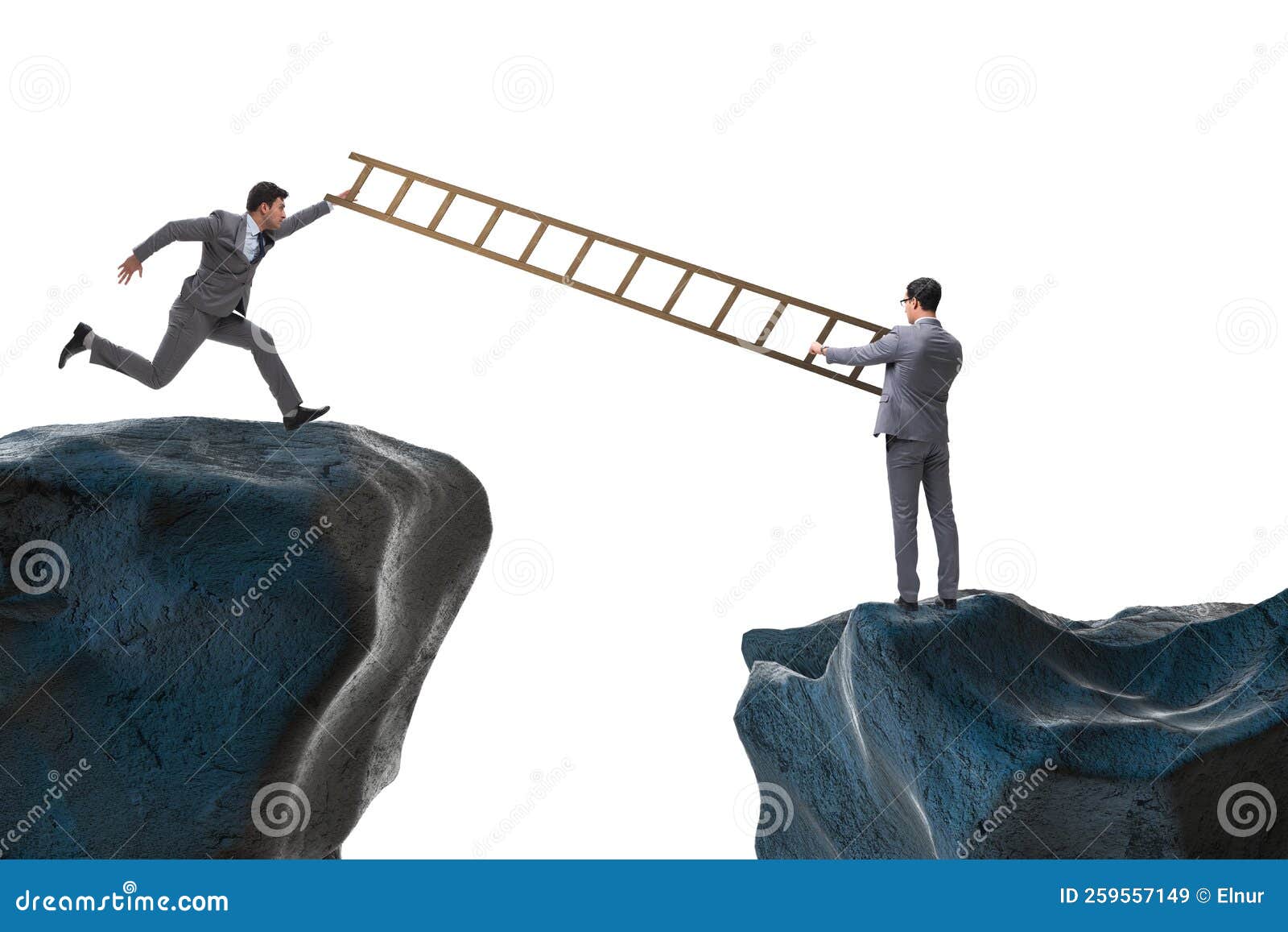 Business People Helping To Go Over Chasm Stock Image - Image of escape ...
