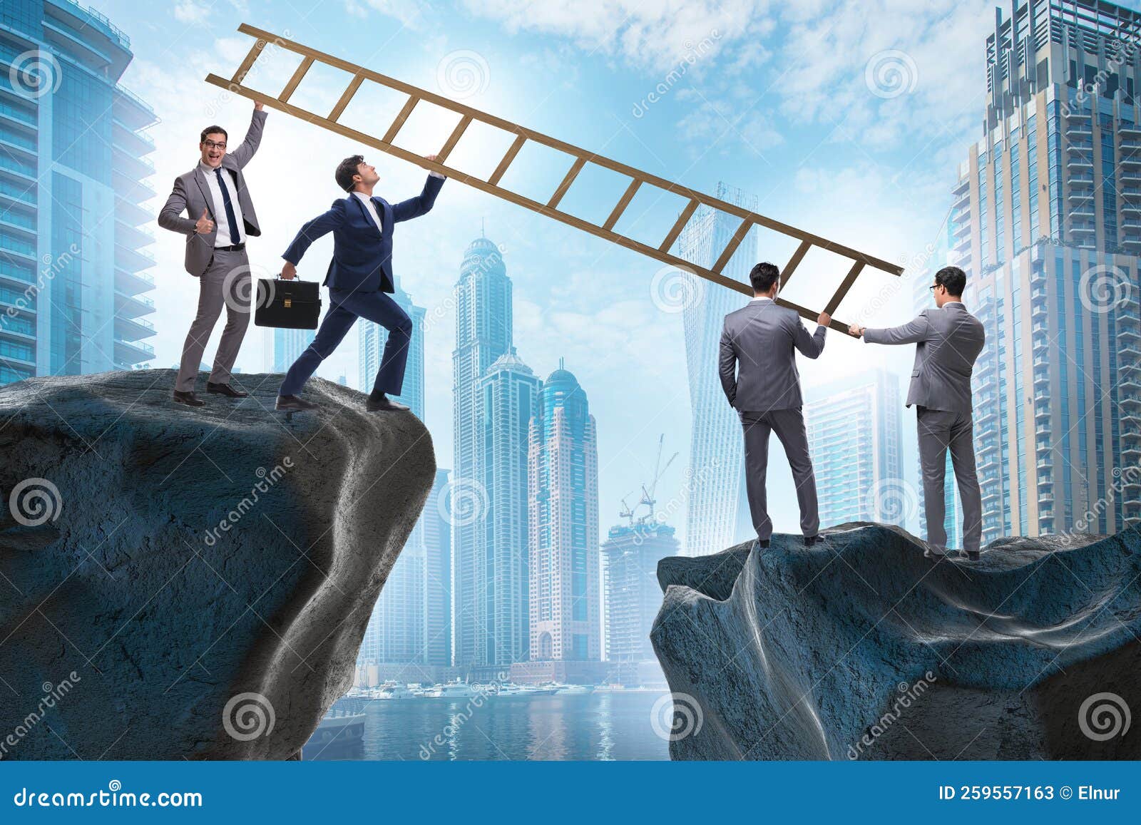 Business People Helping To Go Over Chasm Stock Image - Image of help ...