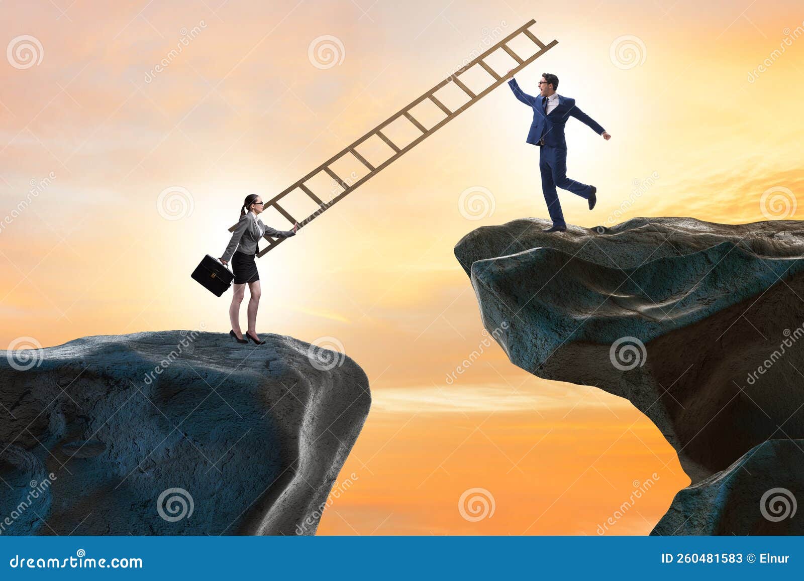 Business People Helping To Go Over Chasm Stock Image - Image of ...