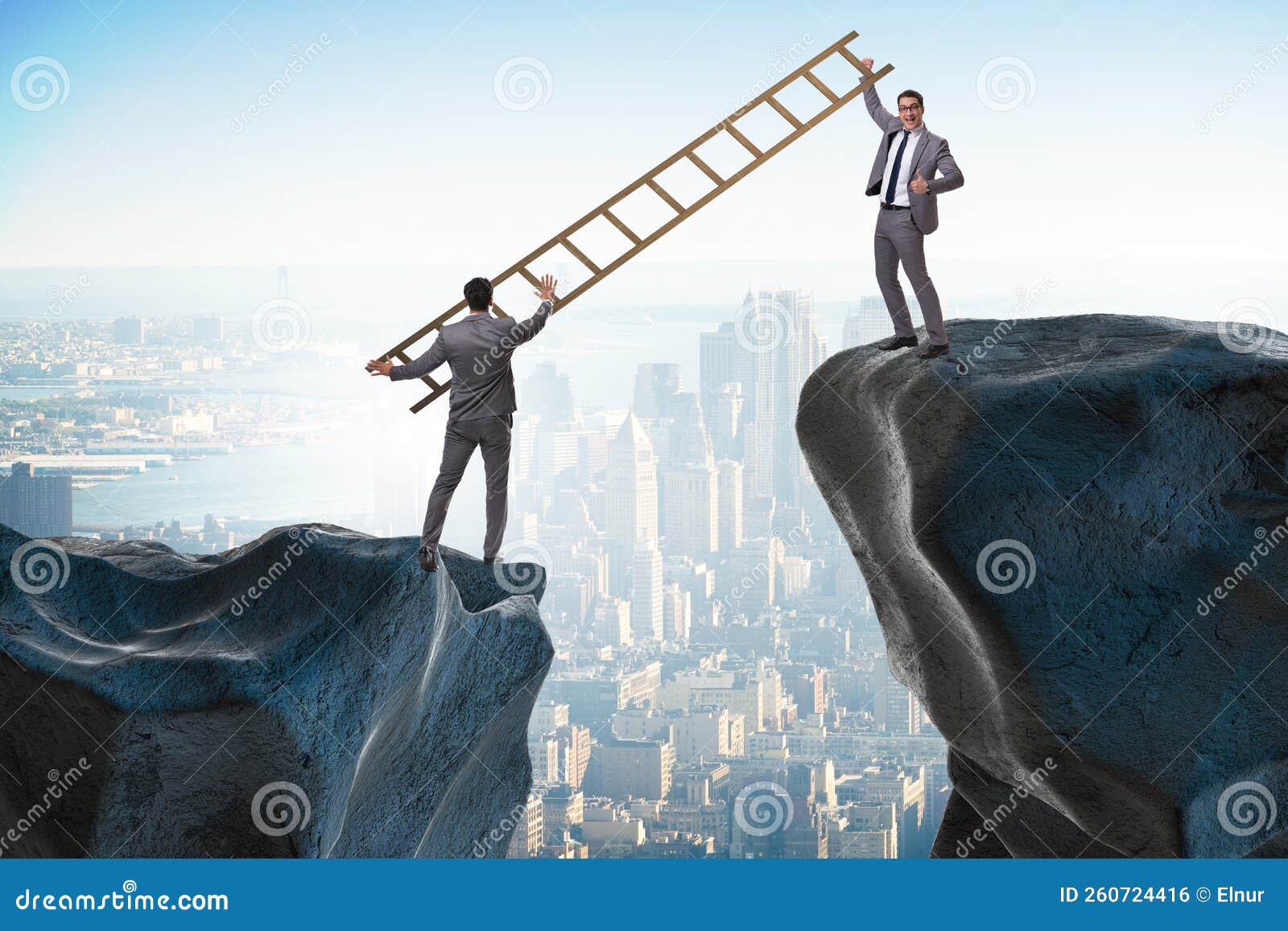 Business People Helping To Go Over Chasm Stock Photo - Image of ...