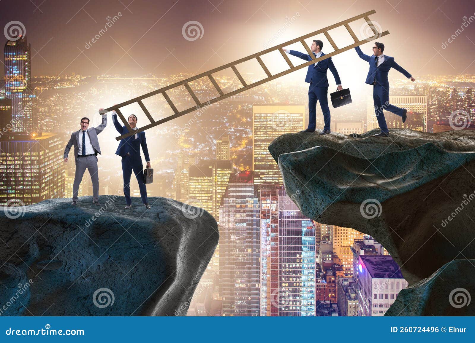 Business People Helping To Go Over Chasm Stock Photo - Image of ...