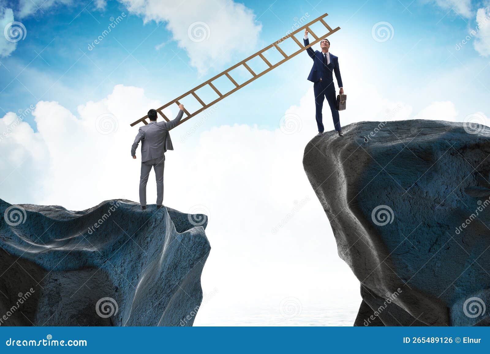 Business People Helping To Go Over Chasm Stock Photo - Image of ...