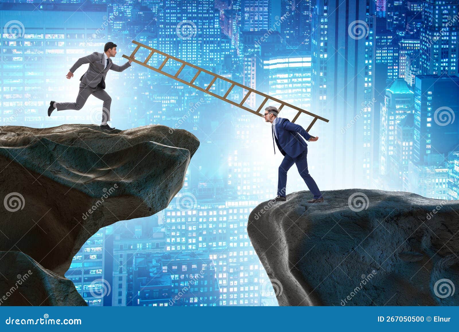 Business People Helping To Go Over Chasm Stock Photo - Image of escape ...