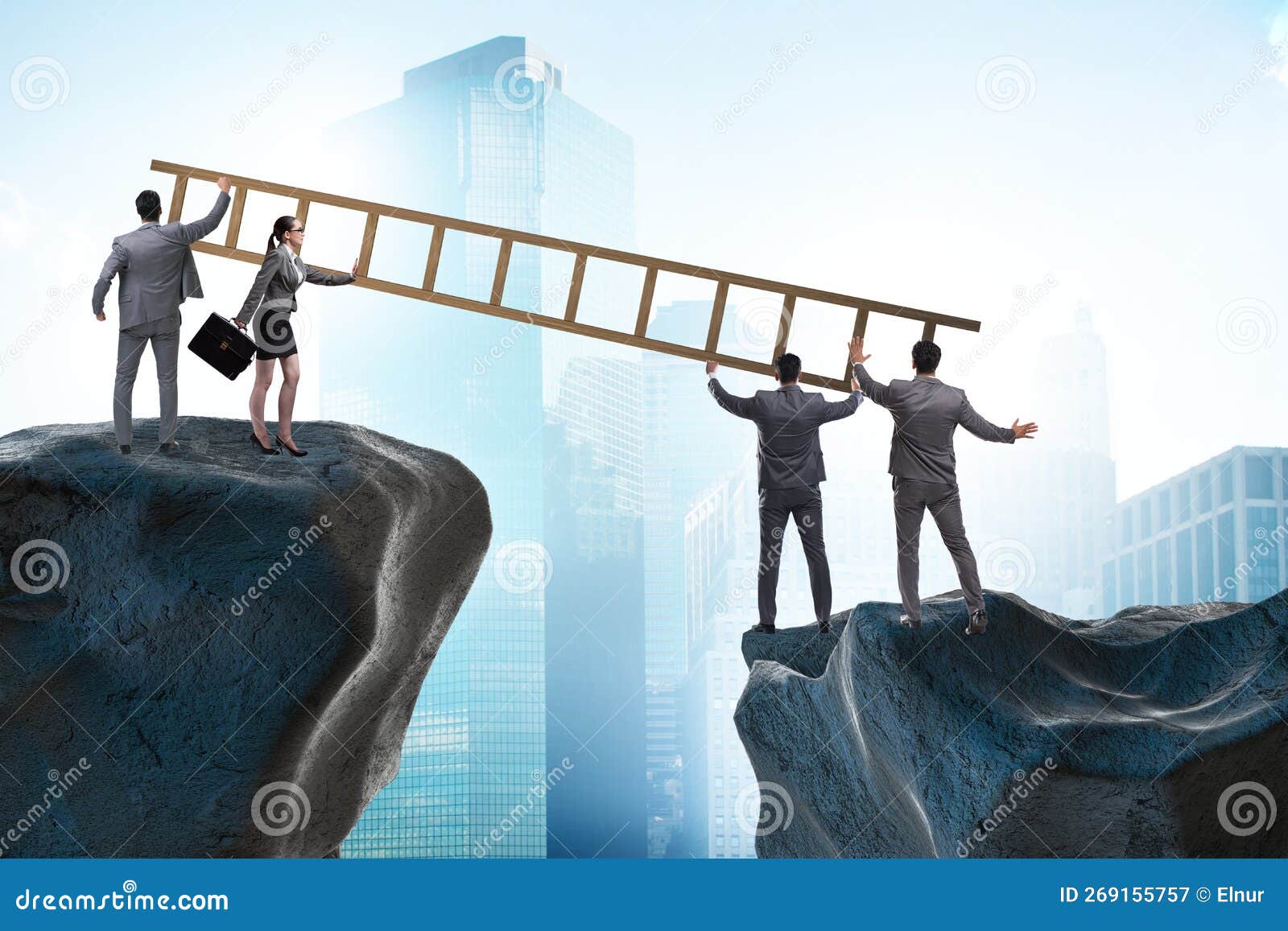 Business People Helping To Go Over Chasm Stock Image - Image of ...