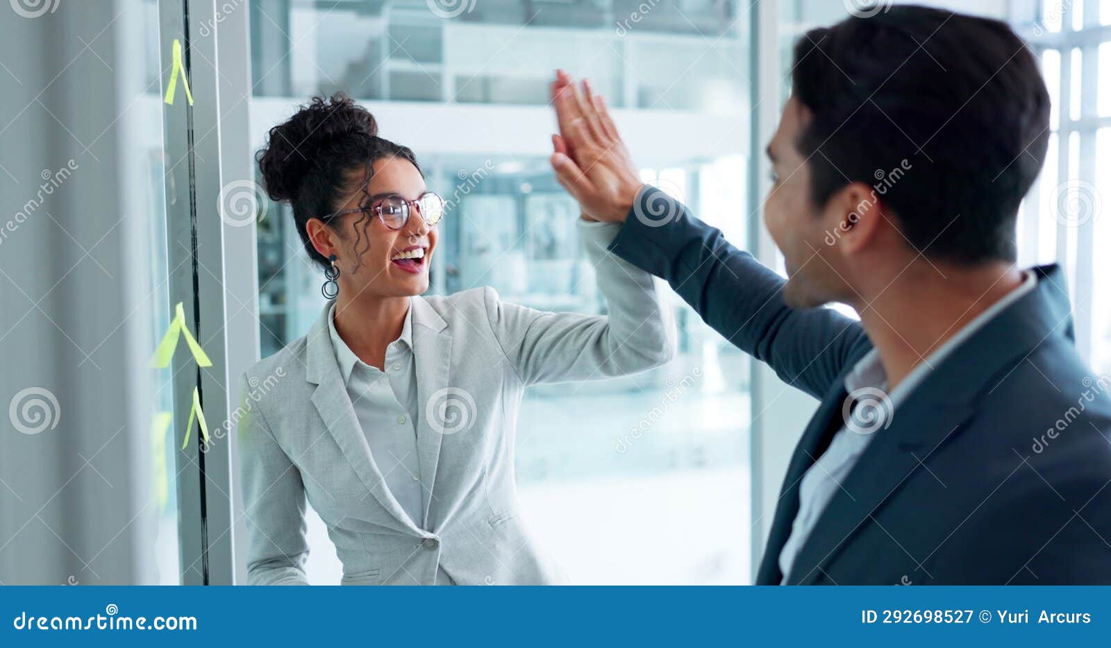 Business People, High Five and Planning by Glass, Office and Success ...