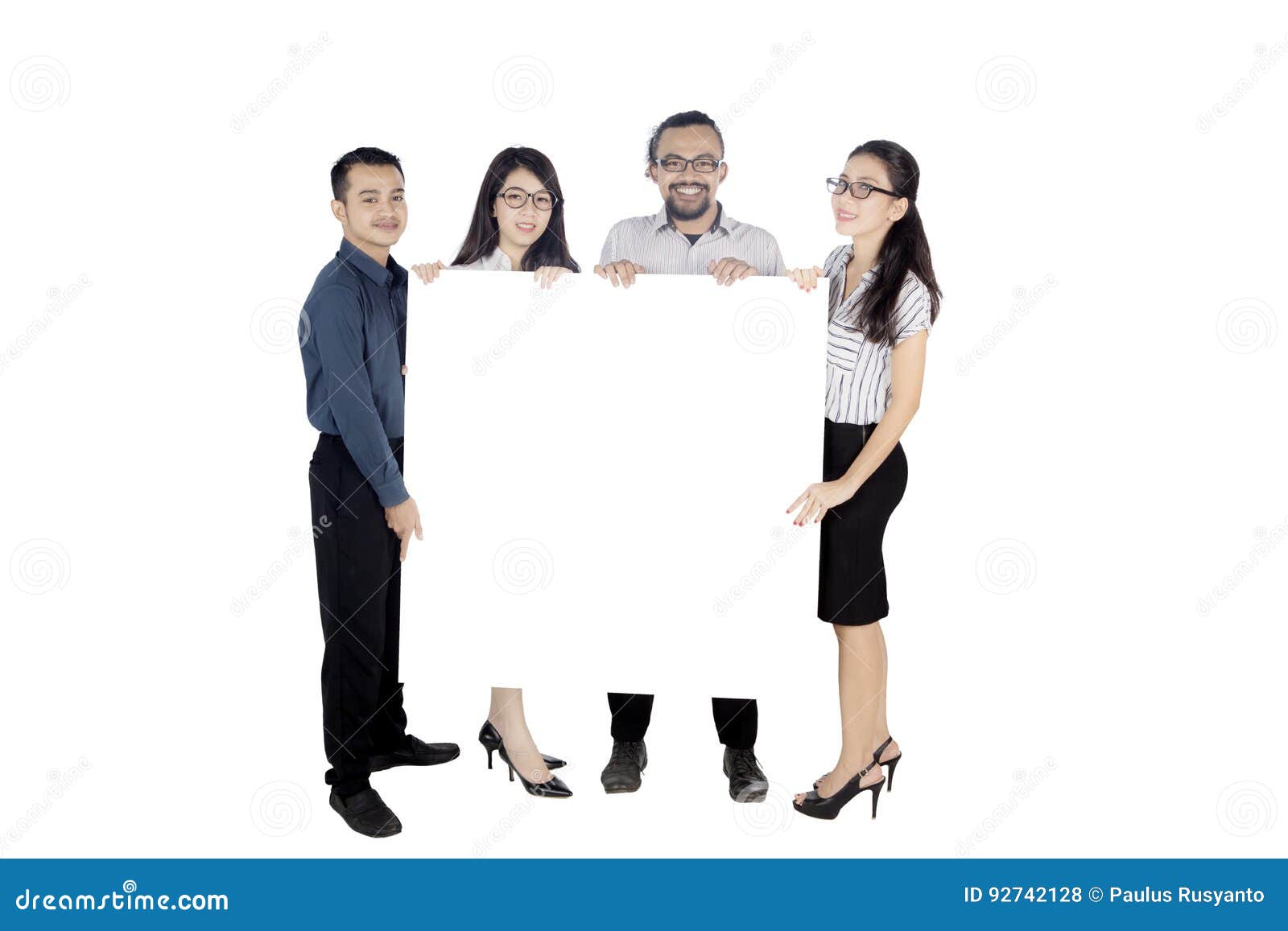 Business People Hold a Blank Board Stock Photo - Image of looking, male ...