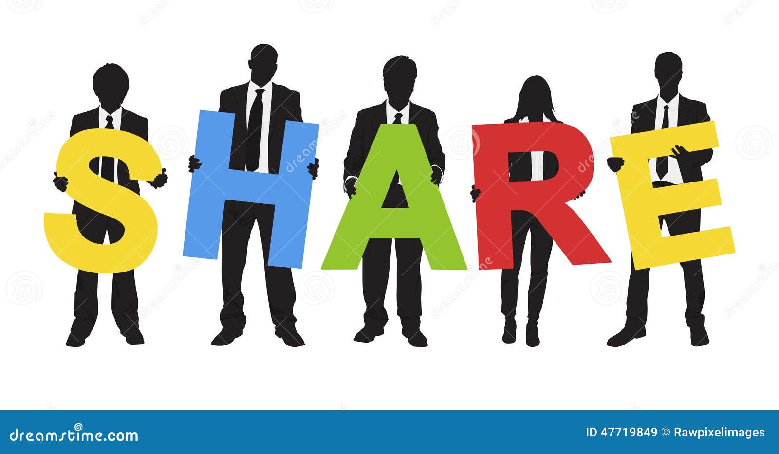 Business People Holding Colourful Text Share Concept Stock Illustration ...