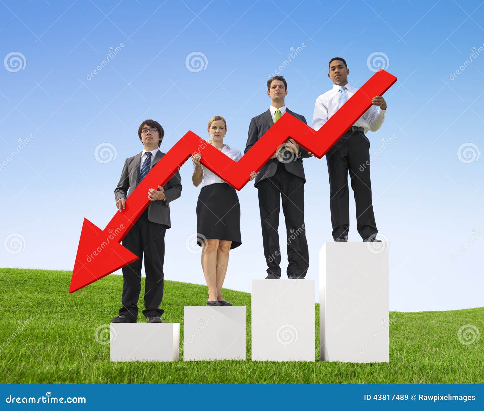 Business People Holding Declining Line Graph Stock Image - Image of ...