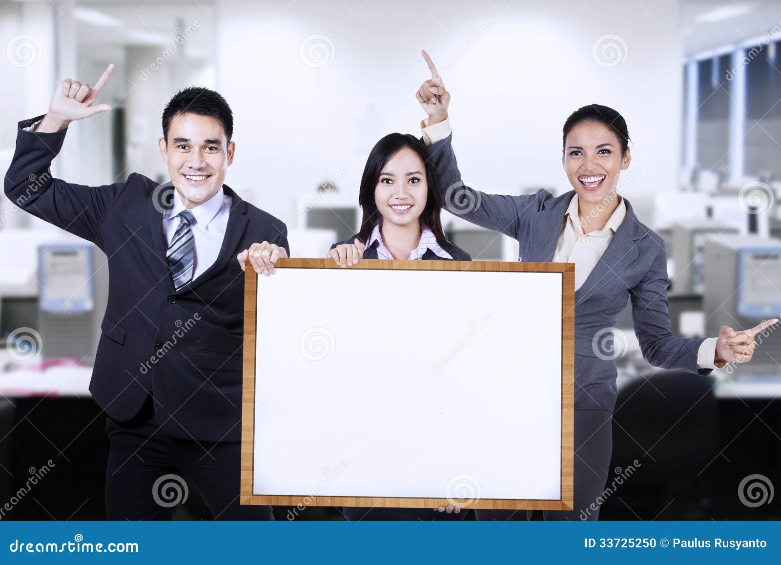 Business People Holding Empty Board Stock Photo - Image of asian, happy ...