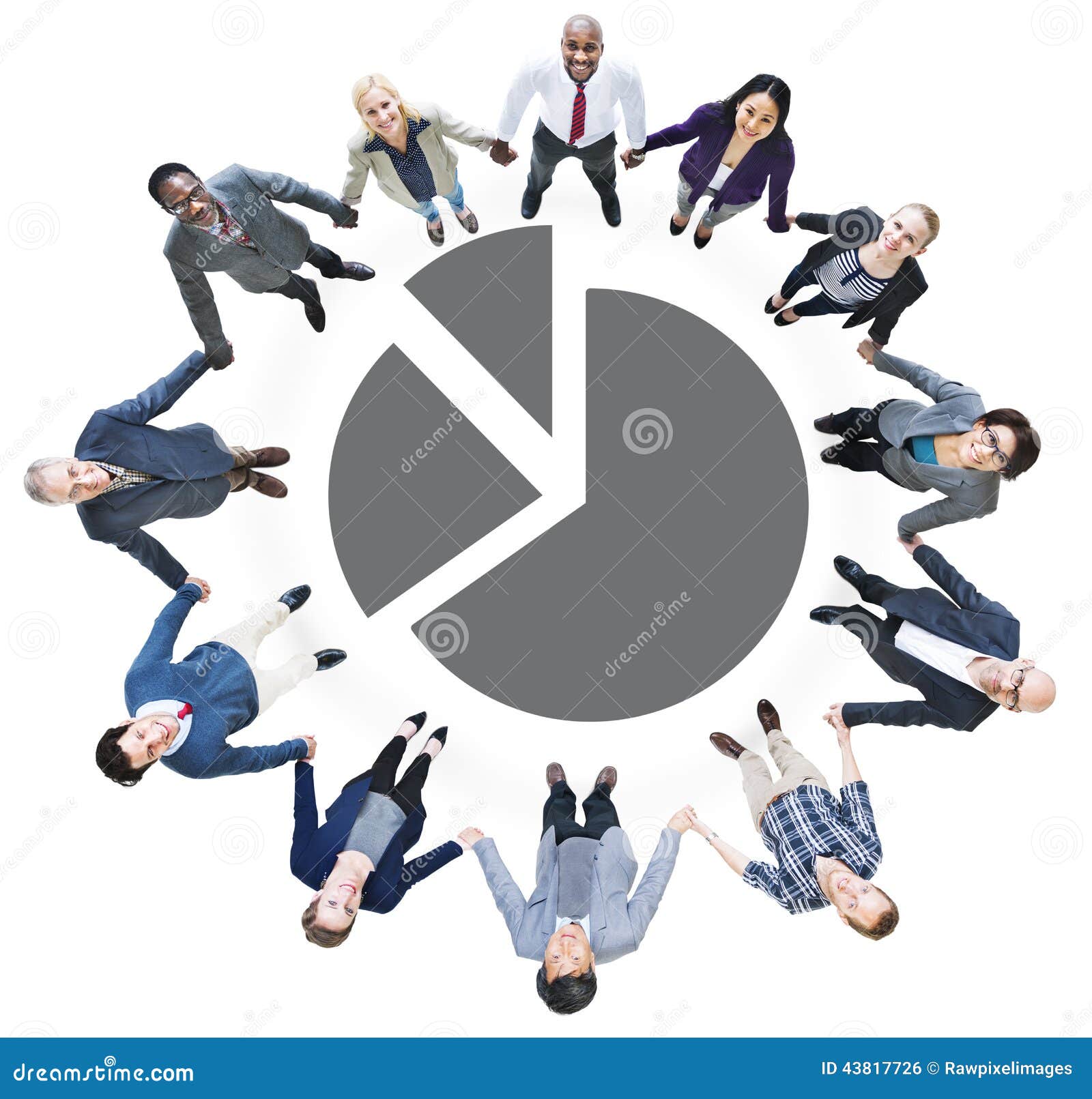Business People Holding Hands and Pie Chart Stock Photo - Image of ...