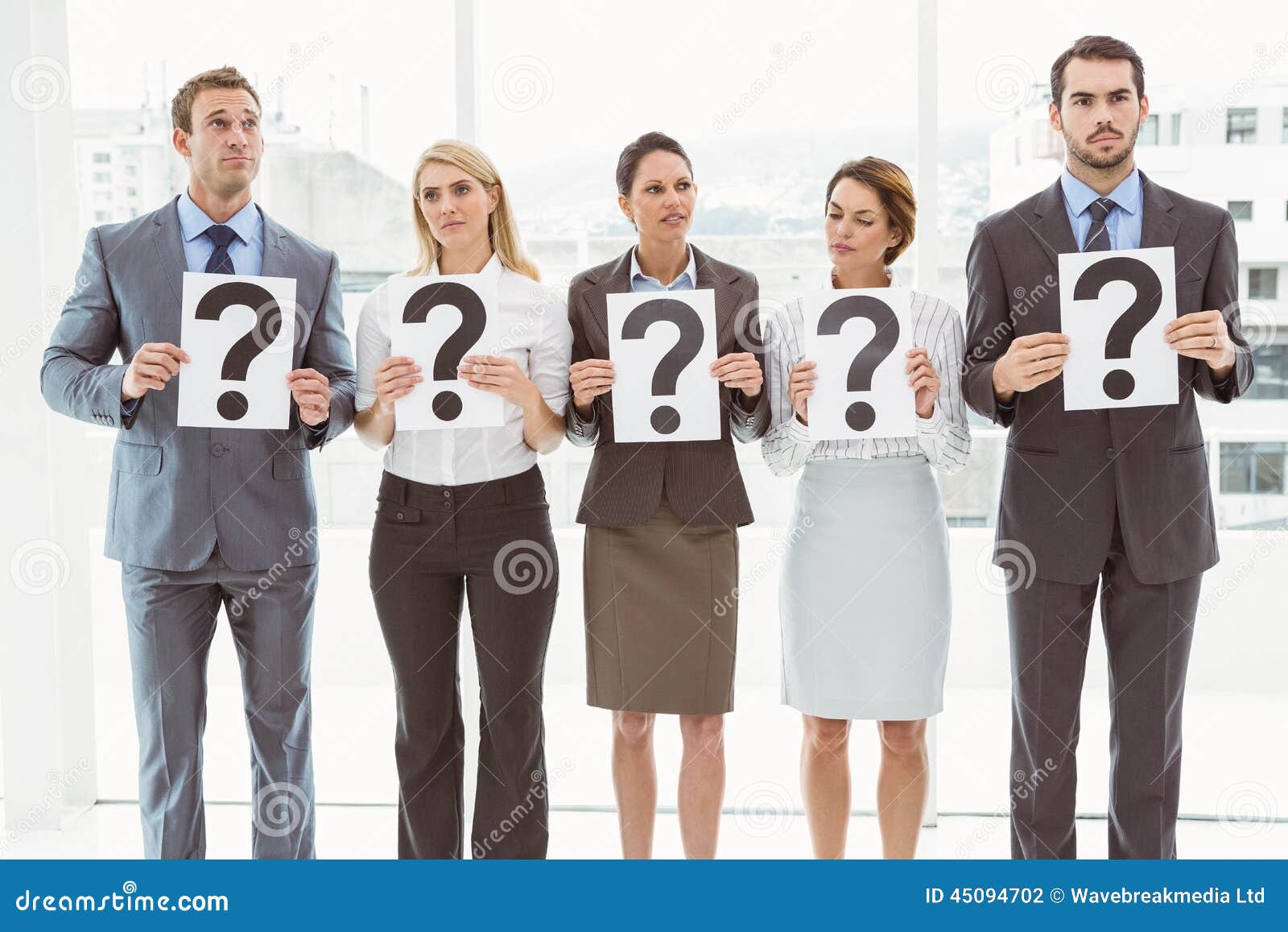 Business People Holding Question Mark Signs Stock Photo - Image of ...