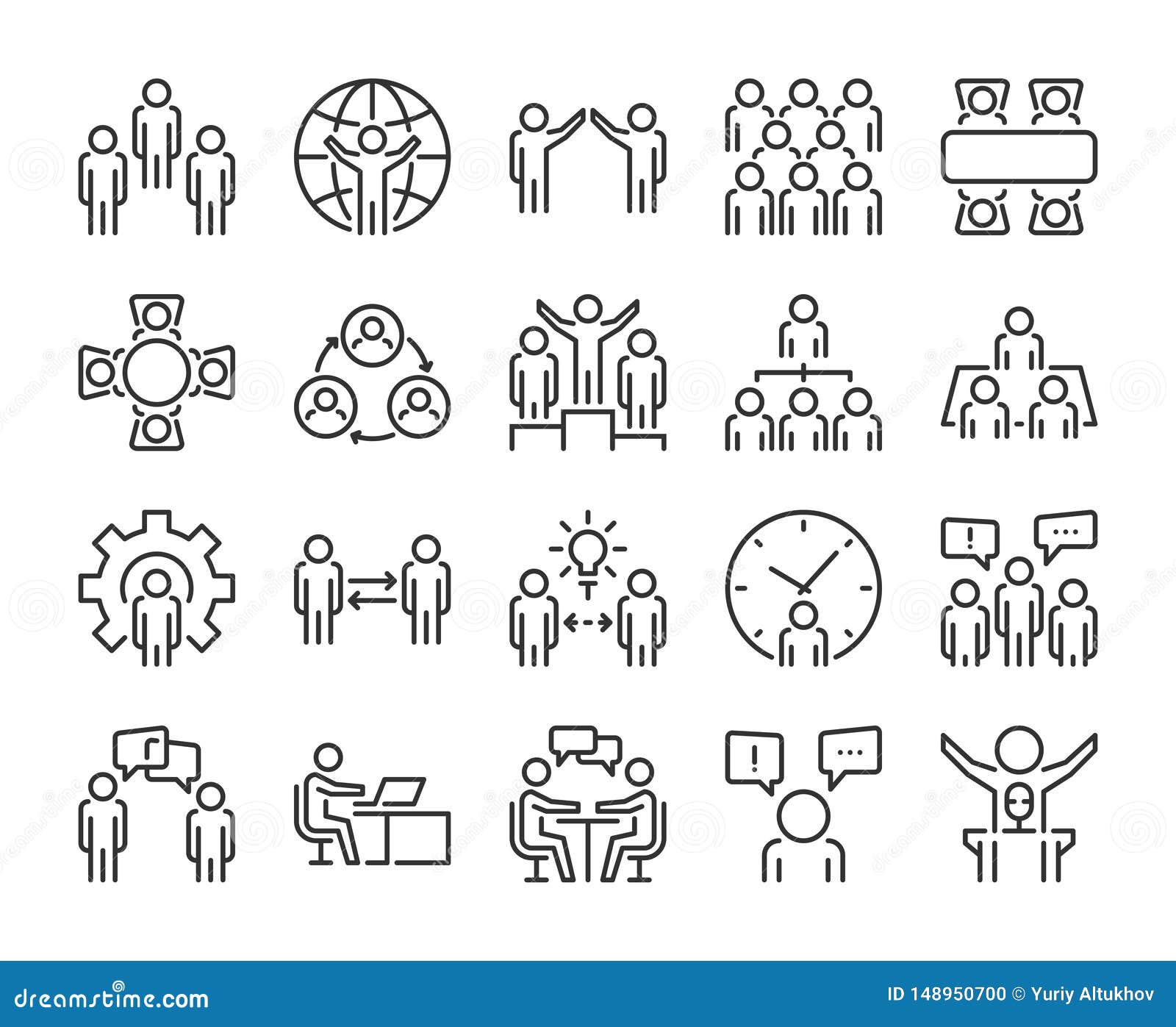 Business People Icon. Business People Line Icon Set. Editable Stroke ...