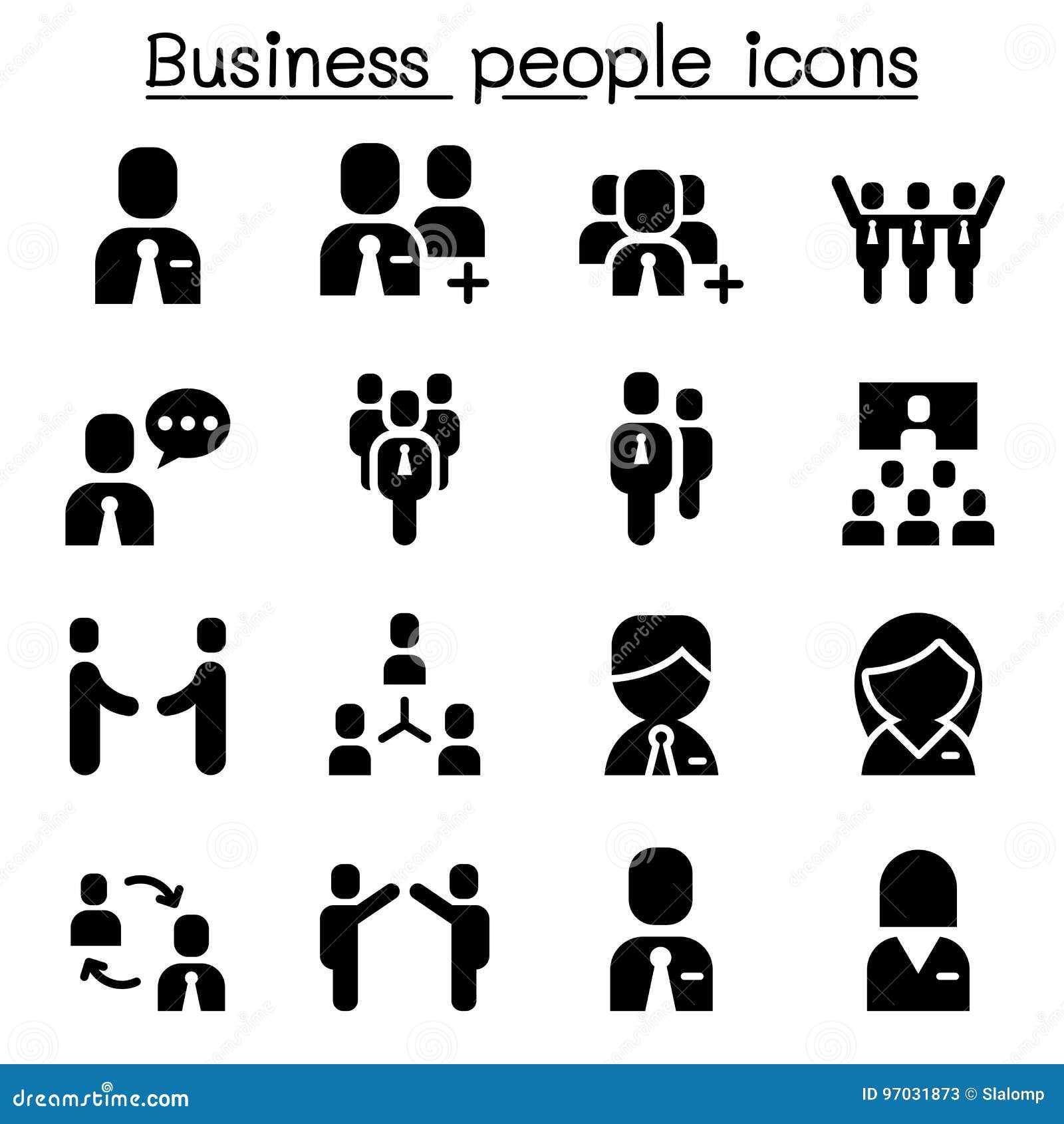Business people icon set stock vector. Illustration of organization ...