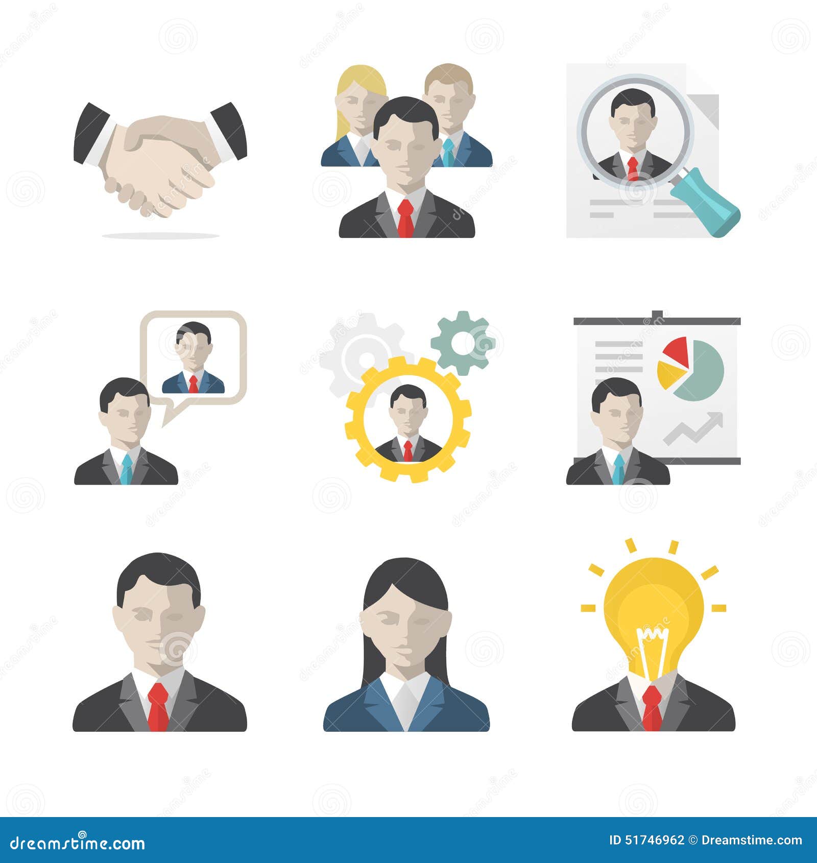 Business people icon set stock vector. Illustration of buble - 51746962