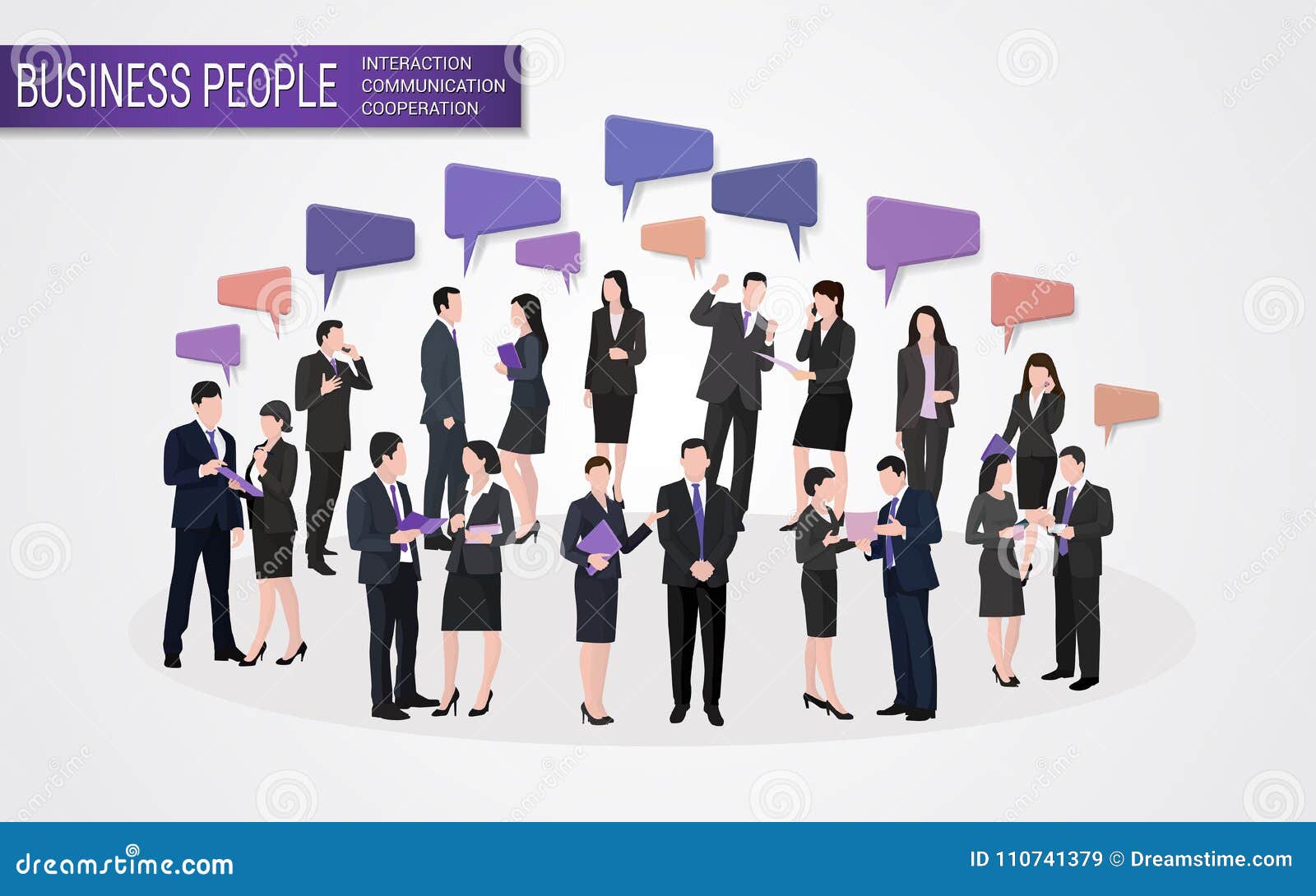 Business People Interaction Cooperation Communication Stock Vector ...