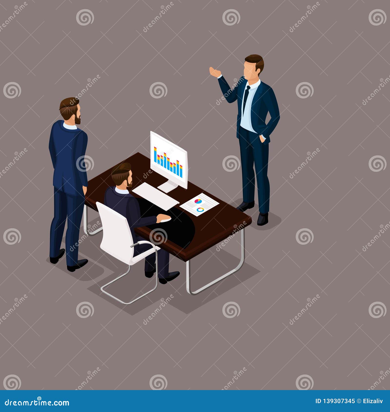Isometric Business Conception Stock Vector Illustration Of Center