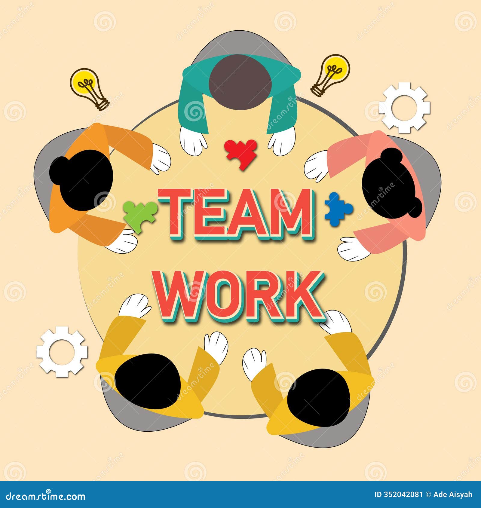 Business People Joining the Letters Building Team with Teamwork 3d Text ...