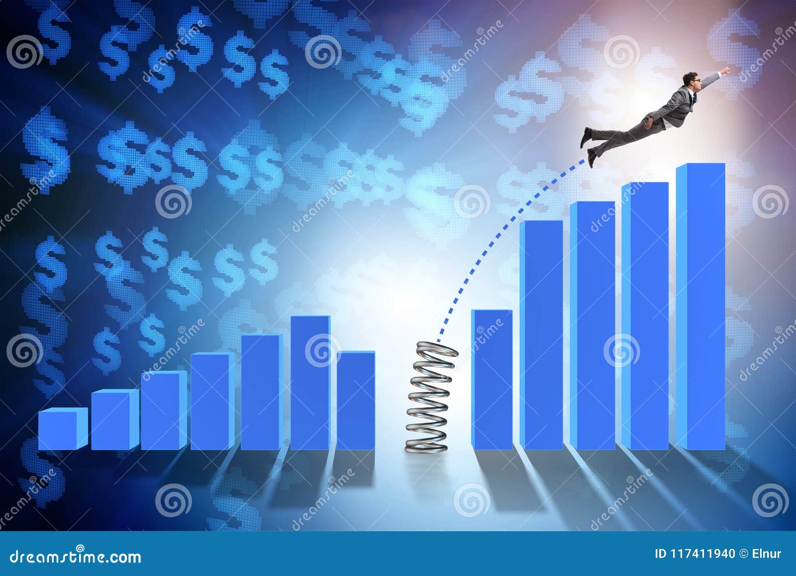 The Business People Jumping Over Bar Charts Stock Illustration ...