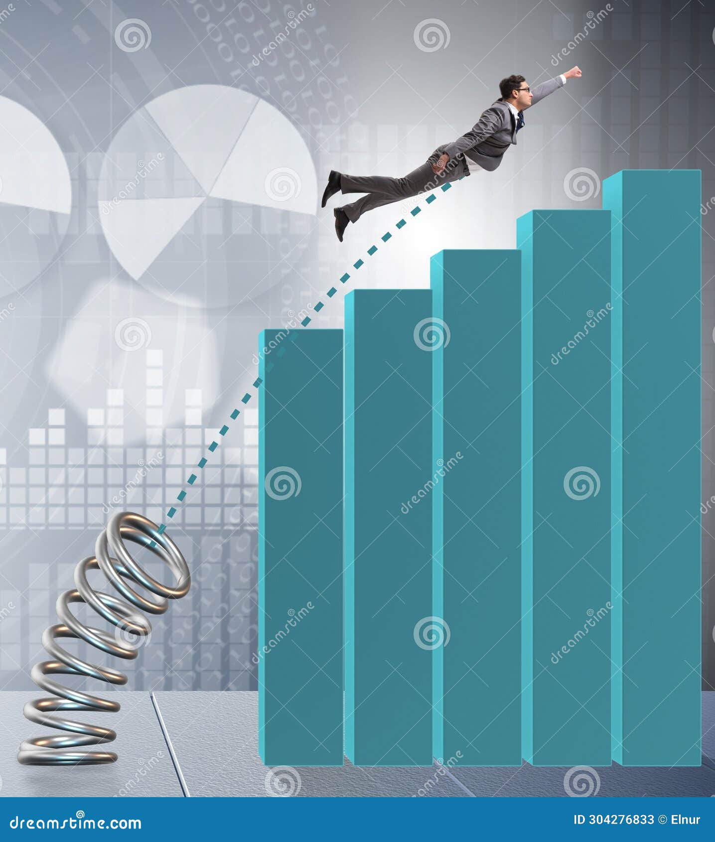 Business People Jumping Over Bar Charts Stock Image - Image of market ...