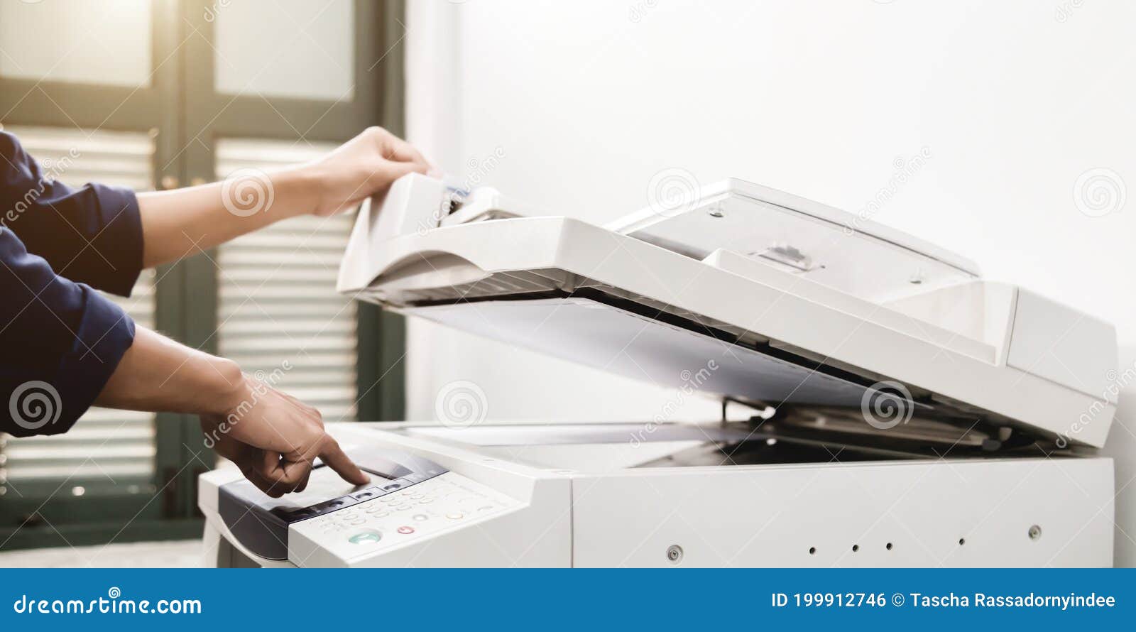 Business People Keypad Hand on the Panel Printer, Printer, Scanner ...