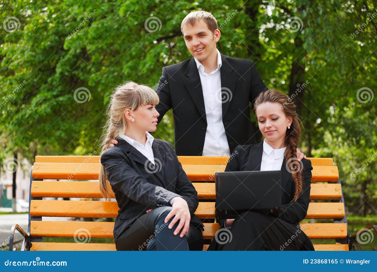 Business People with Laptop Stock Image - Image of outdoor, notebook ...