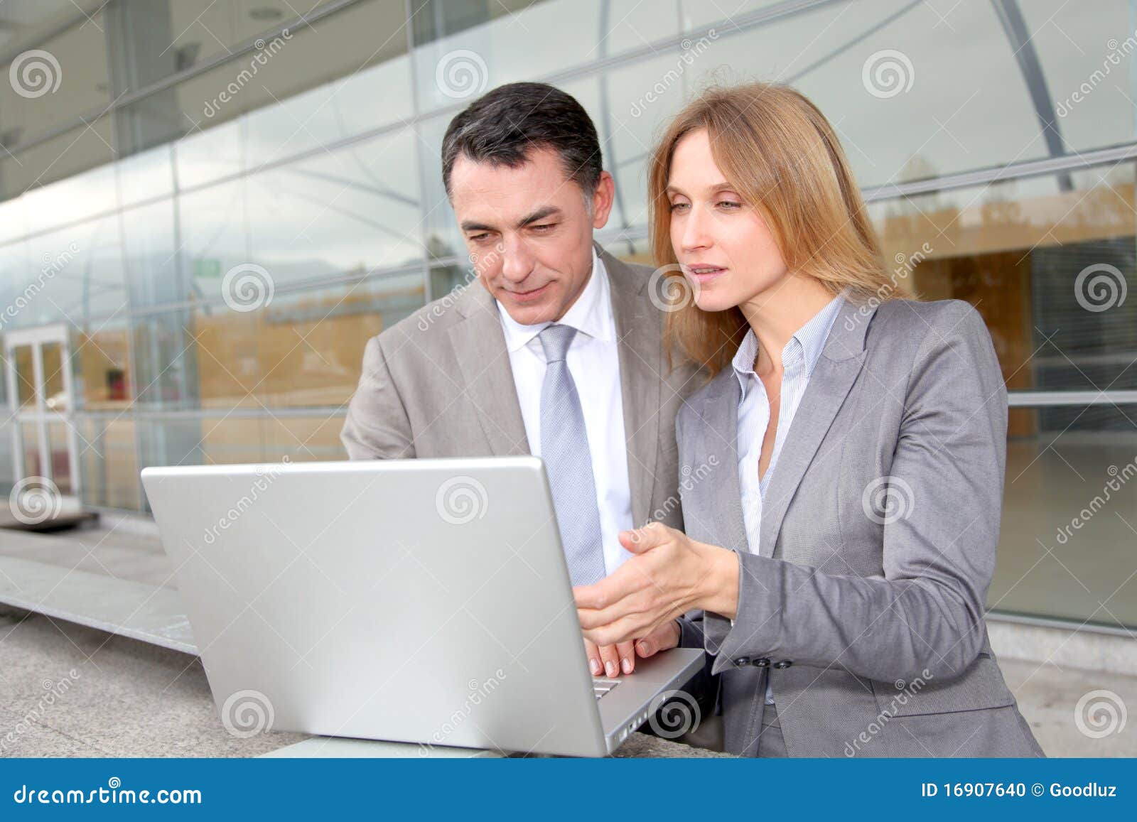Business People with Laptop Computer Stock Photo - Image of congress ...