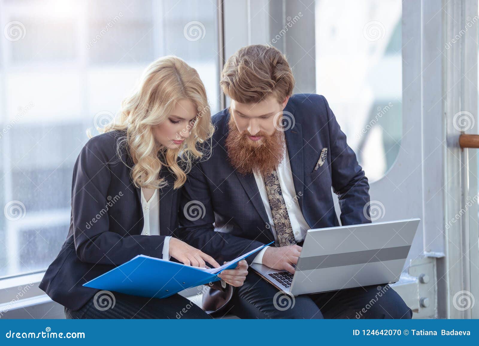 Business People with Laptop Stock Photo - Image of partners, colleagues ...