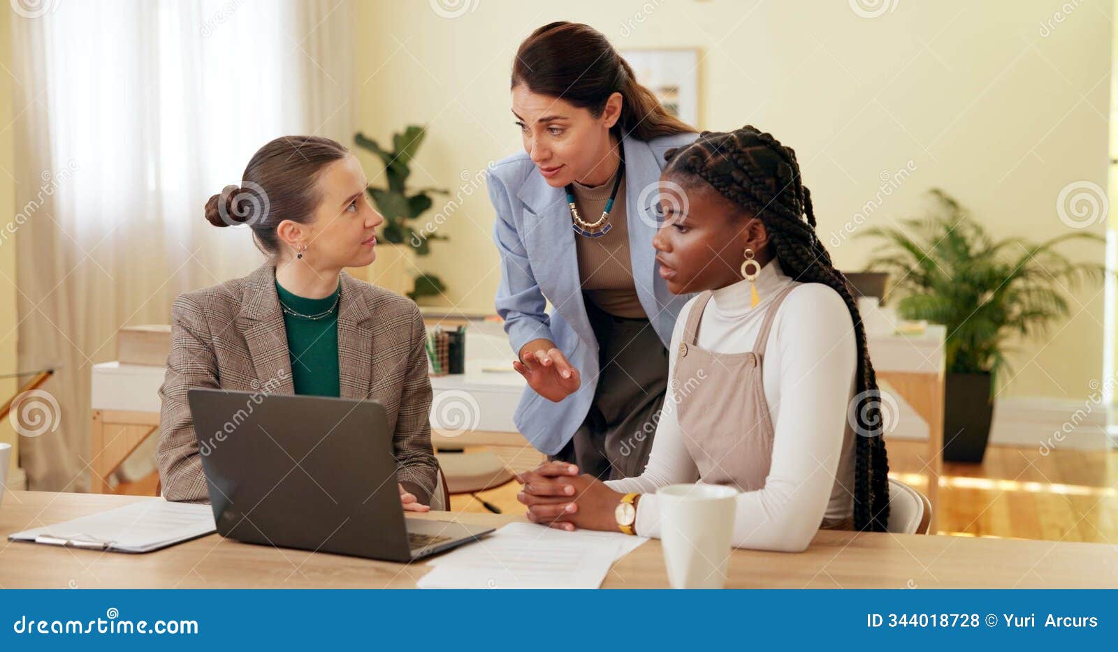 Business People, Laptop and Manager for Feedback, Collaboration or ...