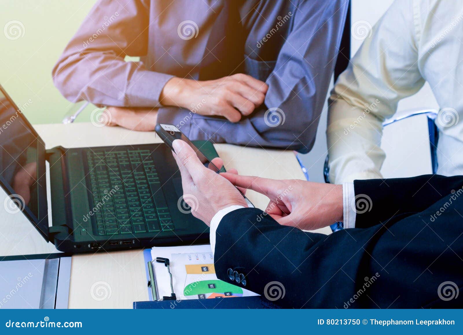 Business People Learning the Finance Graph Working in Office. Stock ...