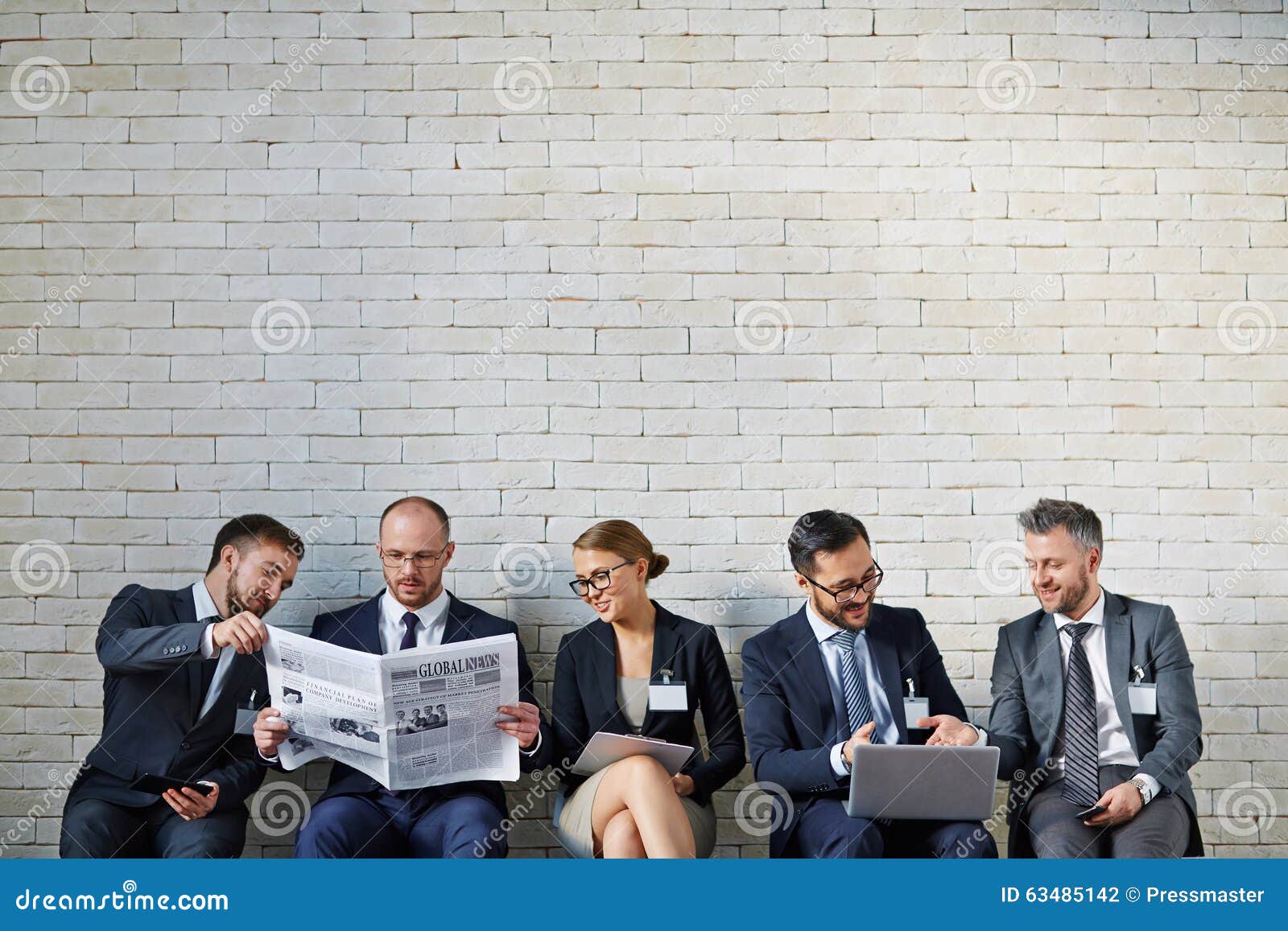 Business people in a line stock photo. Image of partner - 63485142
