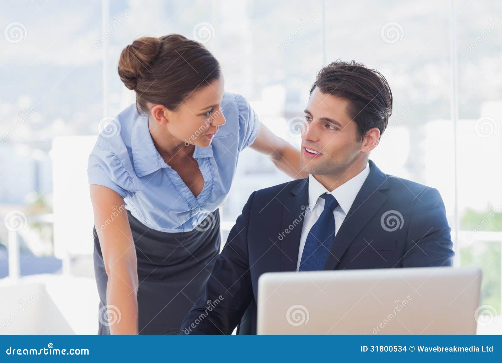 Business People Look at Each Other and Smiling Stock Photo - Image of ...