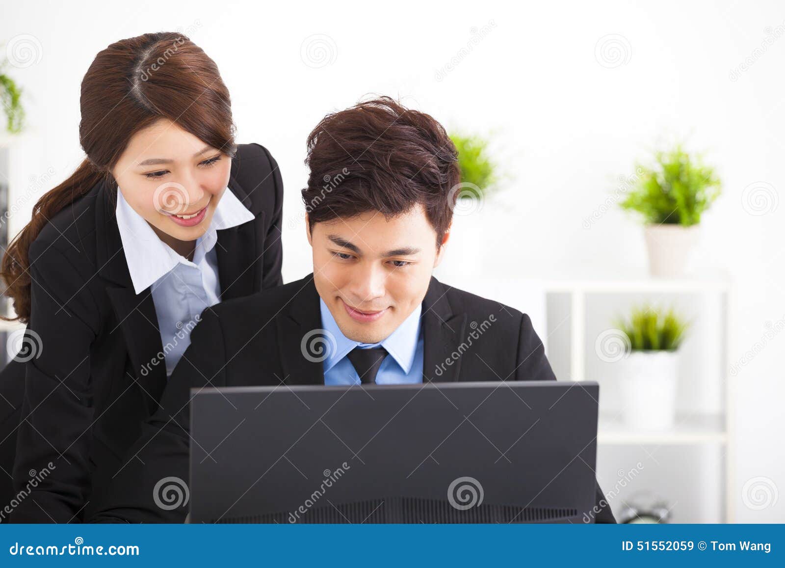 Business People Looking the Computer Stock Image - Image of cheerful ...