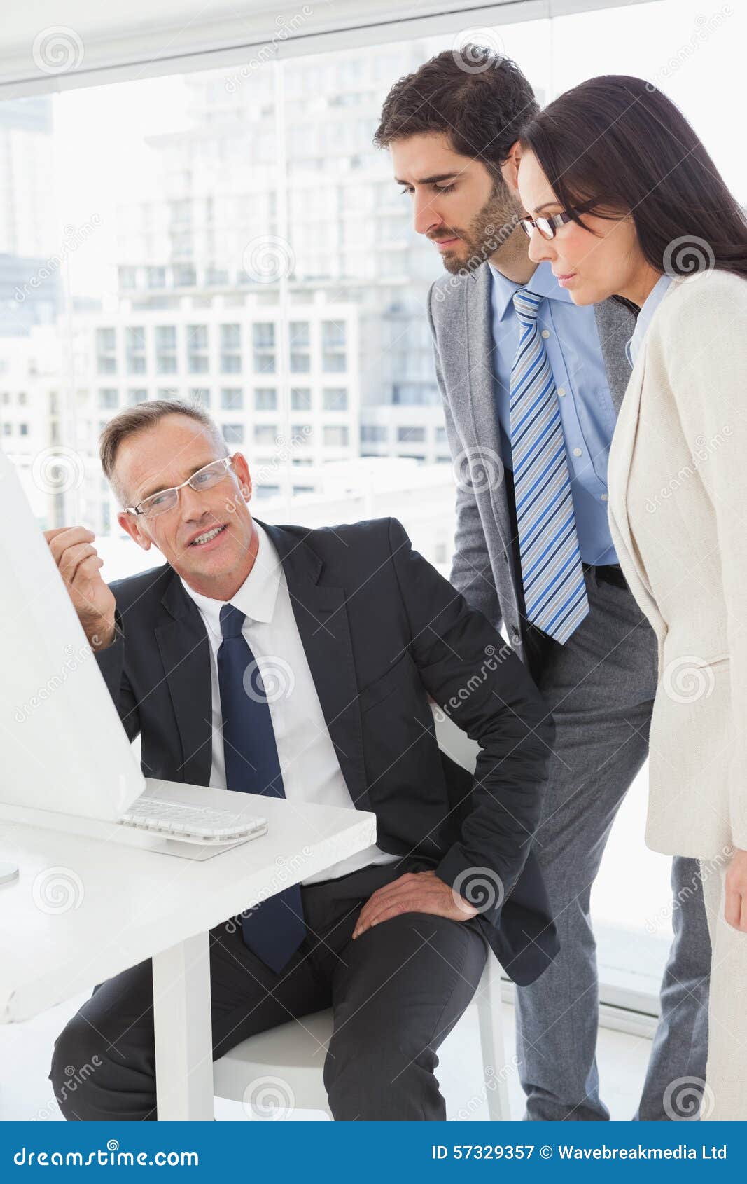 Business People Looking at a Computer Stock Image - Image of corporate ...