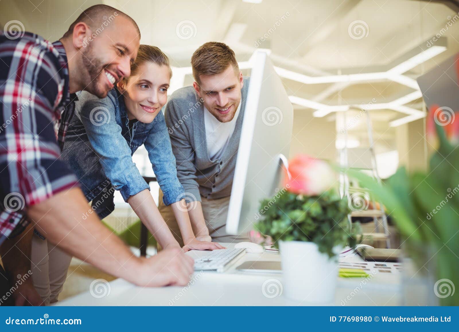 Business People Looking at Computer in Office Stock Photo - Image of ...