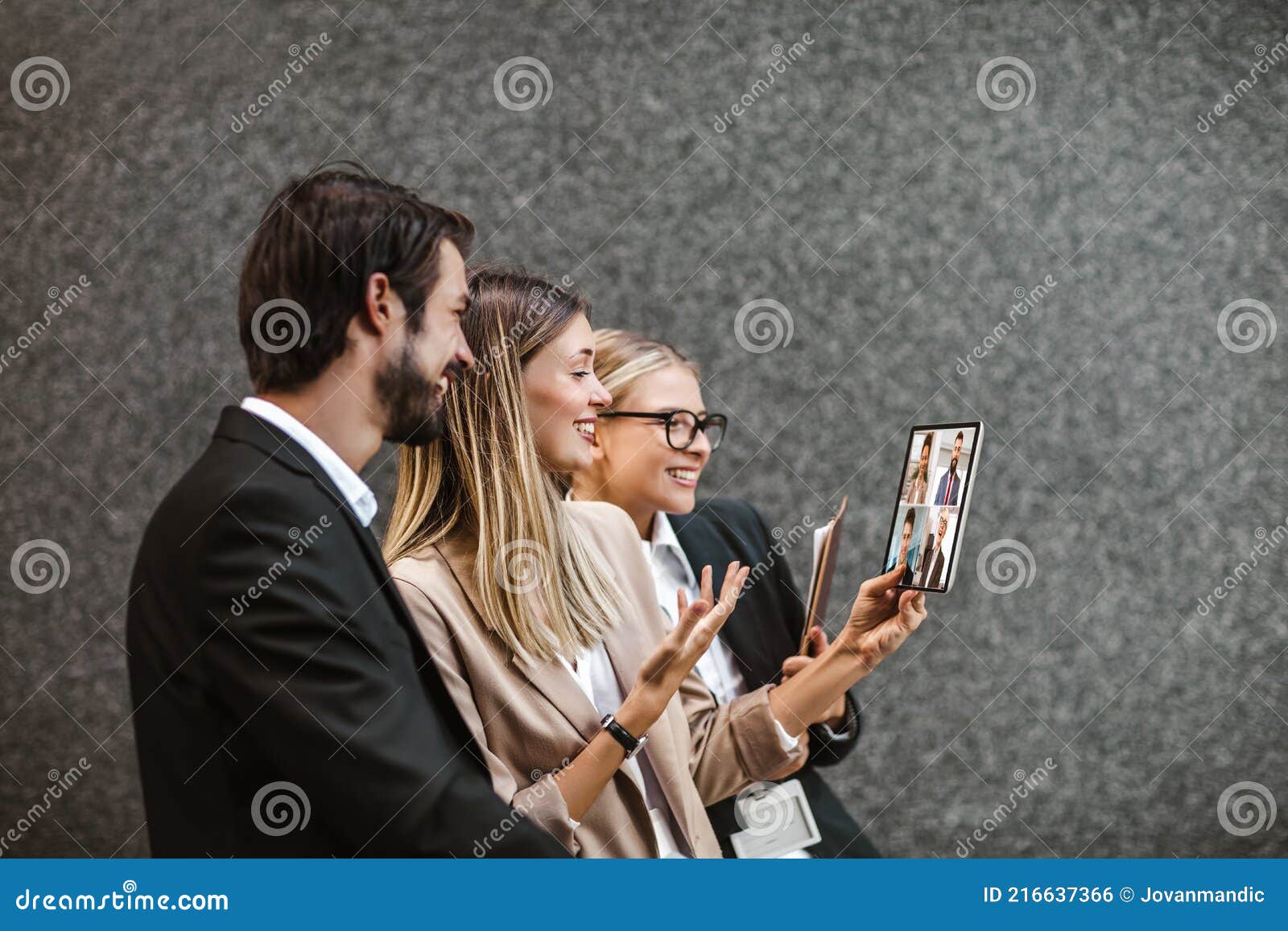 Business People Looking at Screen during Video Conference Stock Photo ...