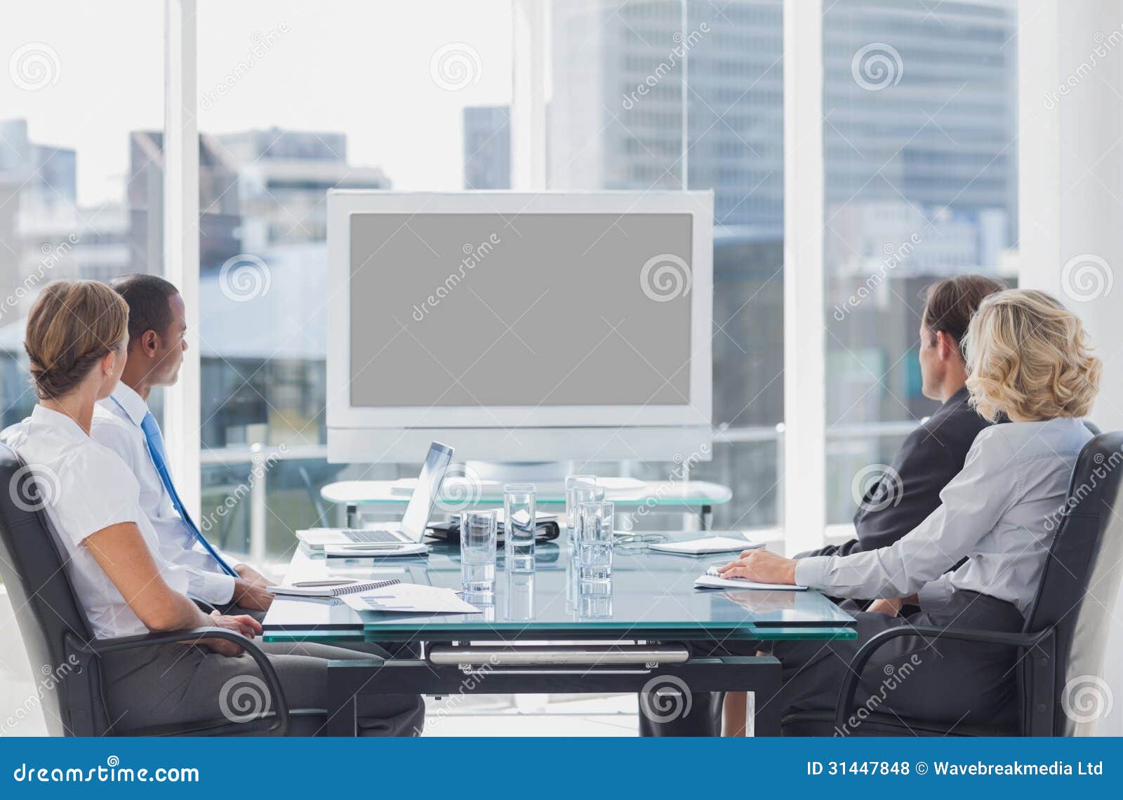 Business People Looking at a Screen Stock Photo - Image of cooperation ...